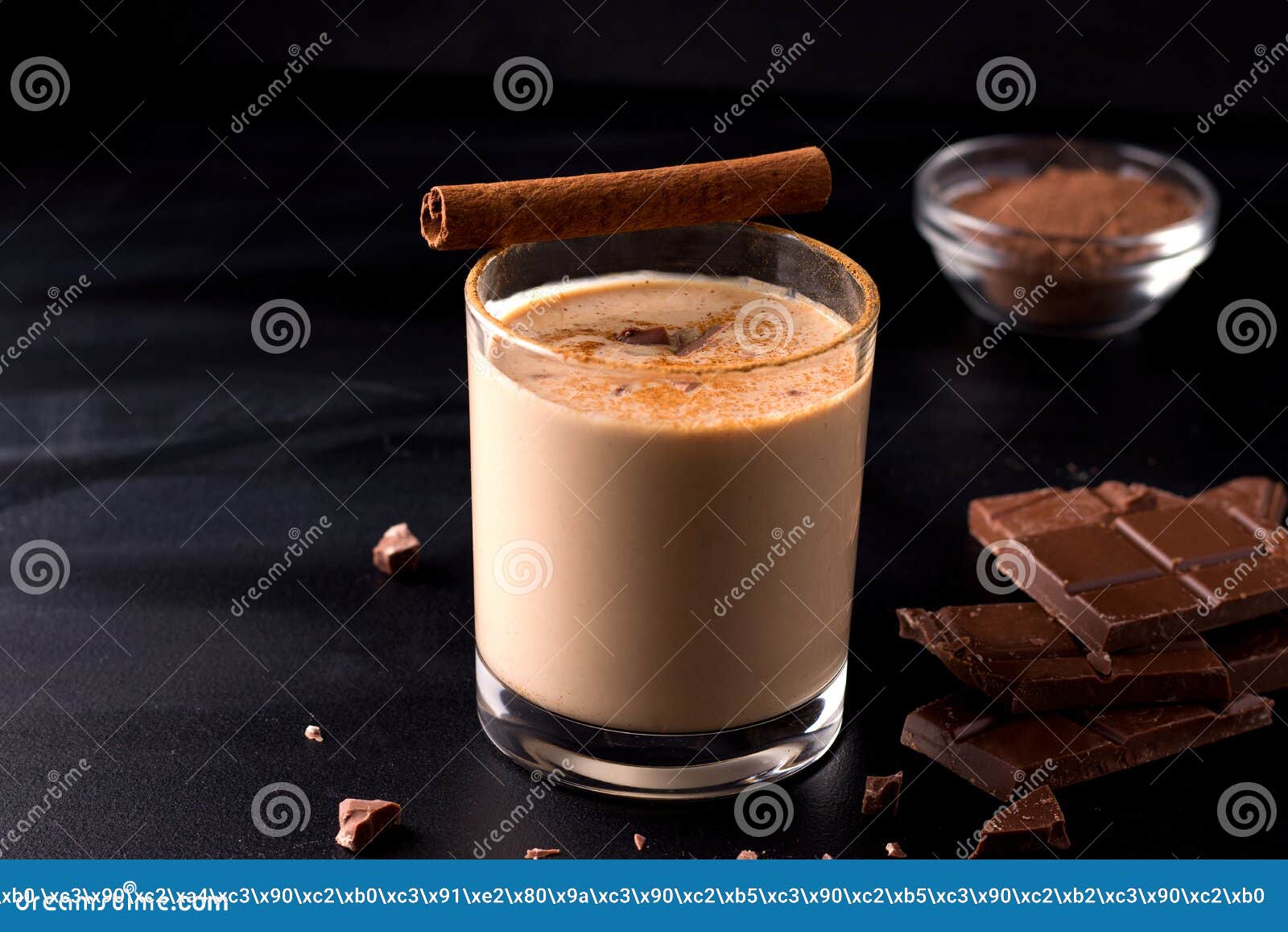 Lassi Chocolate Drink on a Black Background. Stock Image - Image of ...