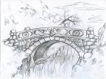 The last bridge stock illustration. Illustration of rock - 7595234