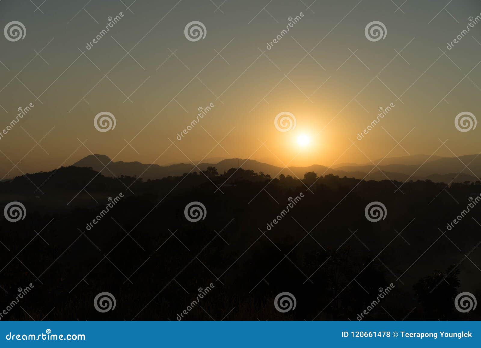 Last Light of the Sun is Falling on the Mountain in the Evening. Stock ...