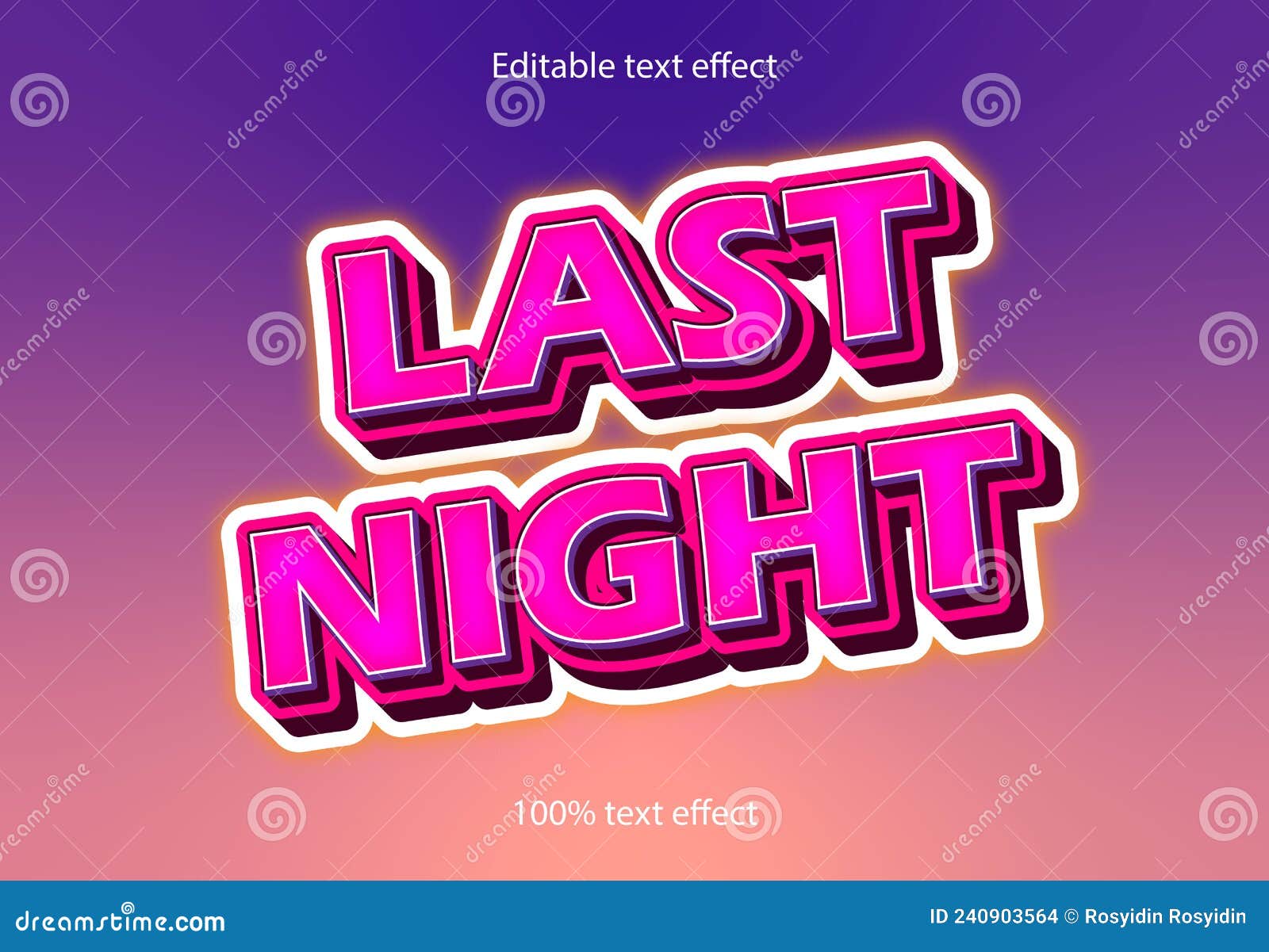 Last Night Purple Writing Text Effect Stock Vector - Illustration of ...
