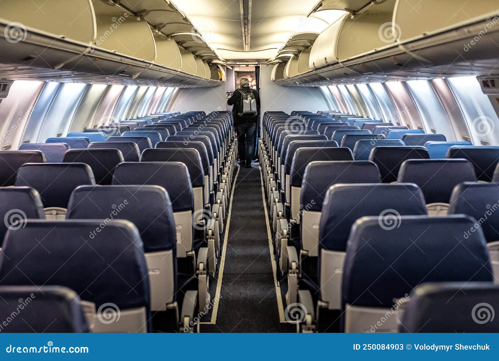 Last Passenger Leaving a Plane on Arrival Stock Image - Image of ...