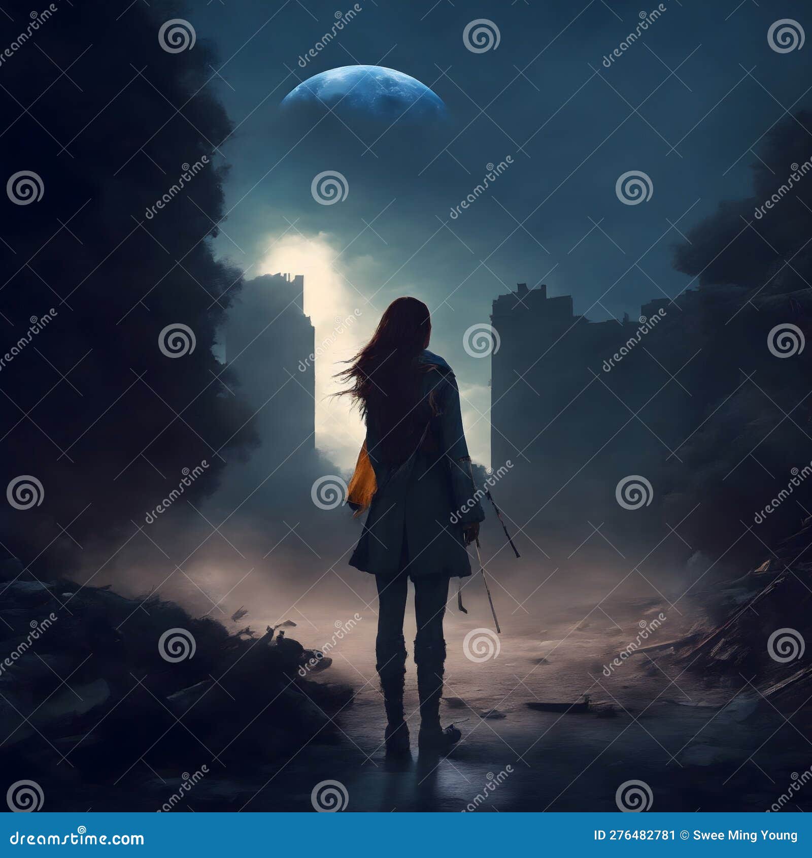 The Last People on Earth, Standing Alone in the Vast Dark Cloudy Sky ...