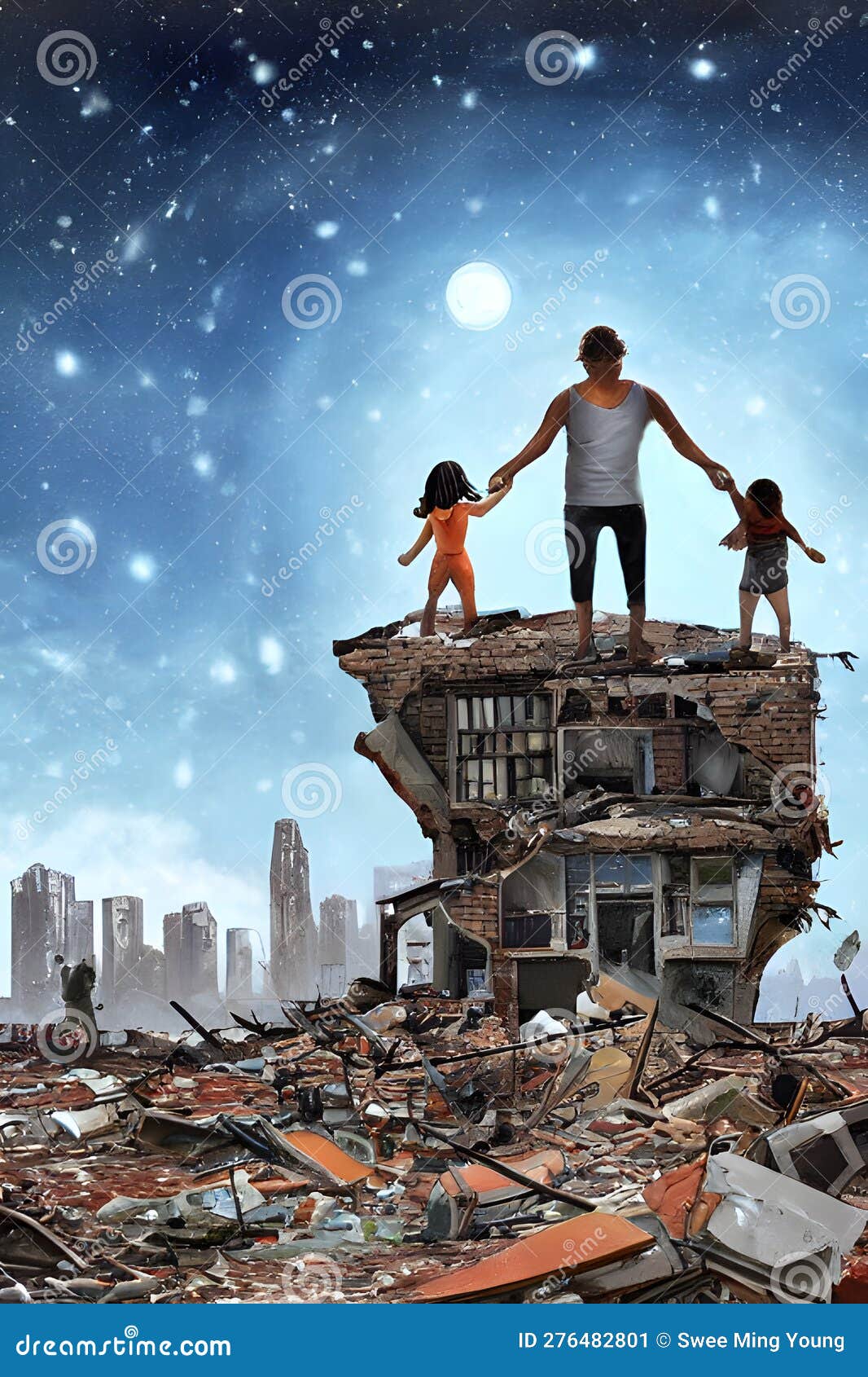 The Last People on Earth, Standing Alone in the Vast Dark Cloudy Sky ...