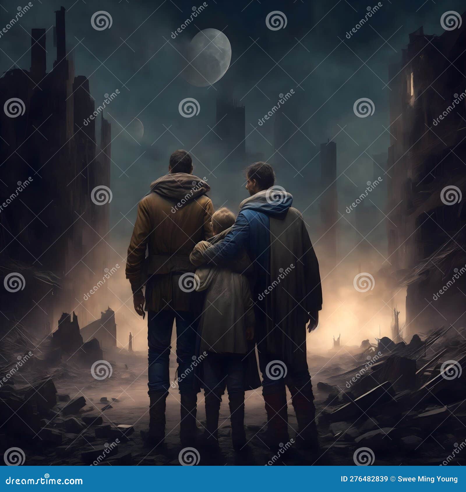 The Last People on Earth, Standing Alone in the Vast Dark Cloudy Sky ...