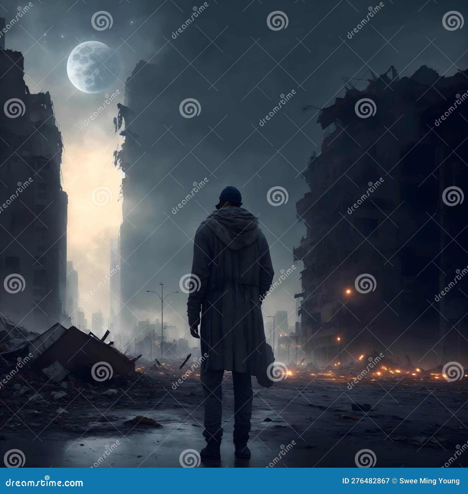 The Last People on Earth, Standing Alone in the Vast Dark Cloudy Sky ...