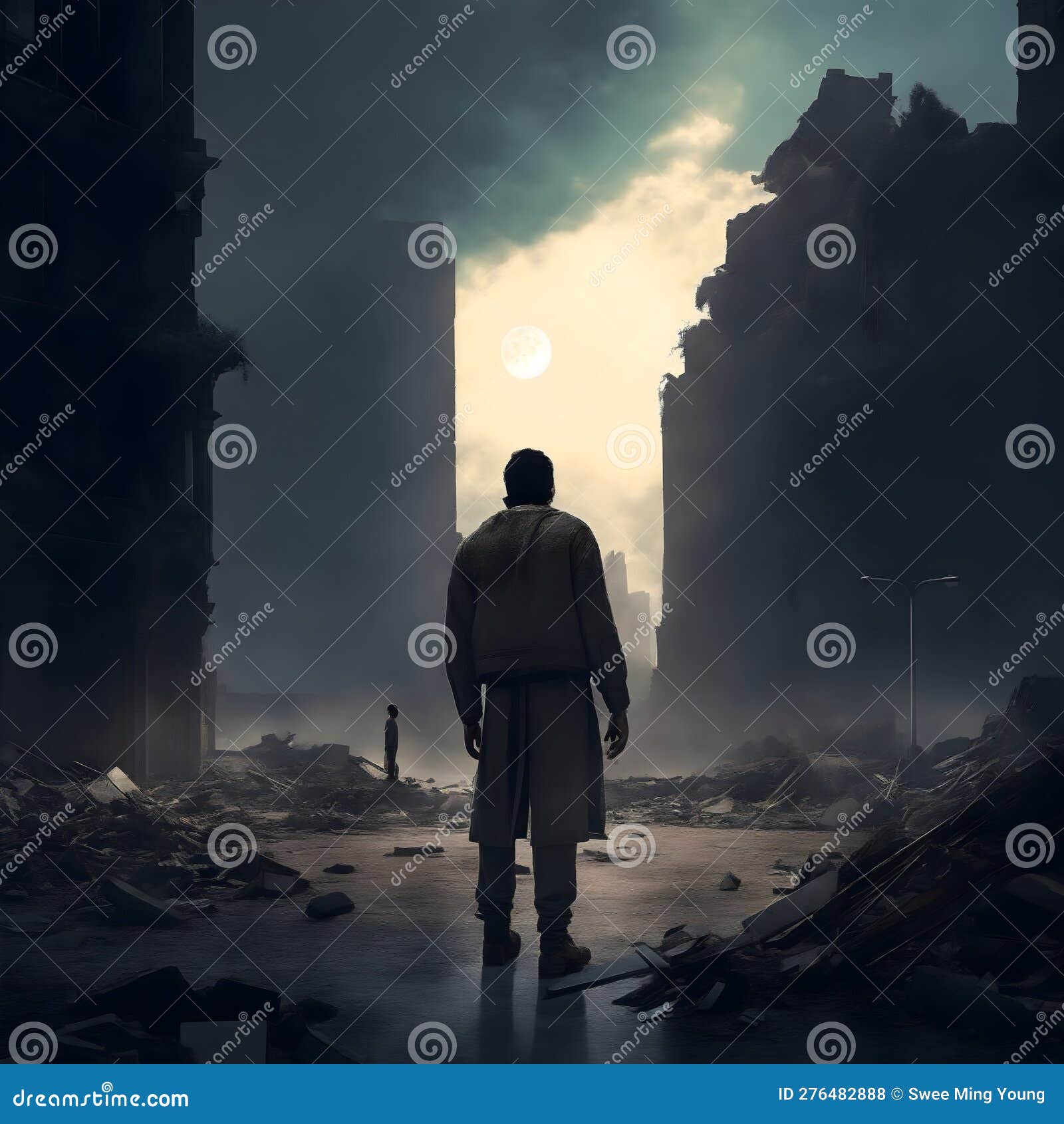 The Last People on Earth, Standing Alone in the Vast Dark Cloudy Sky ...