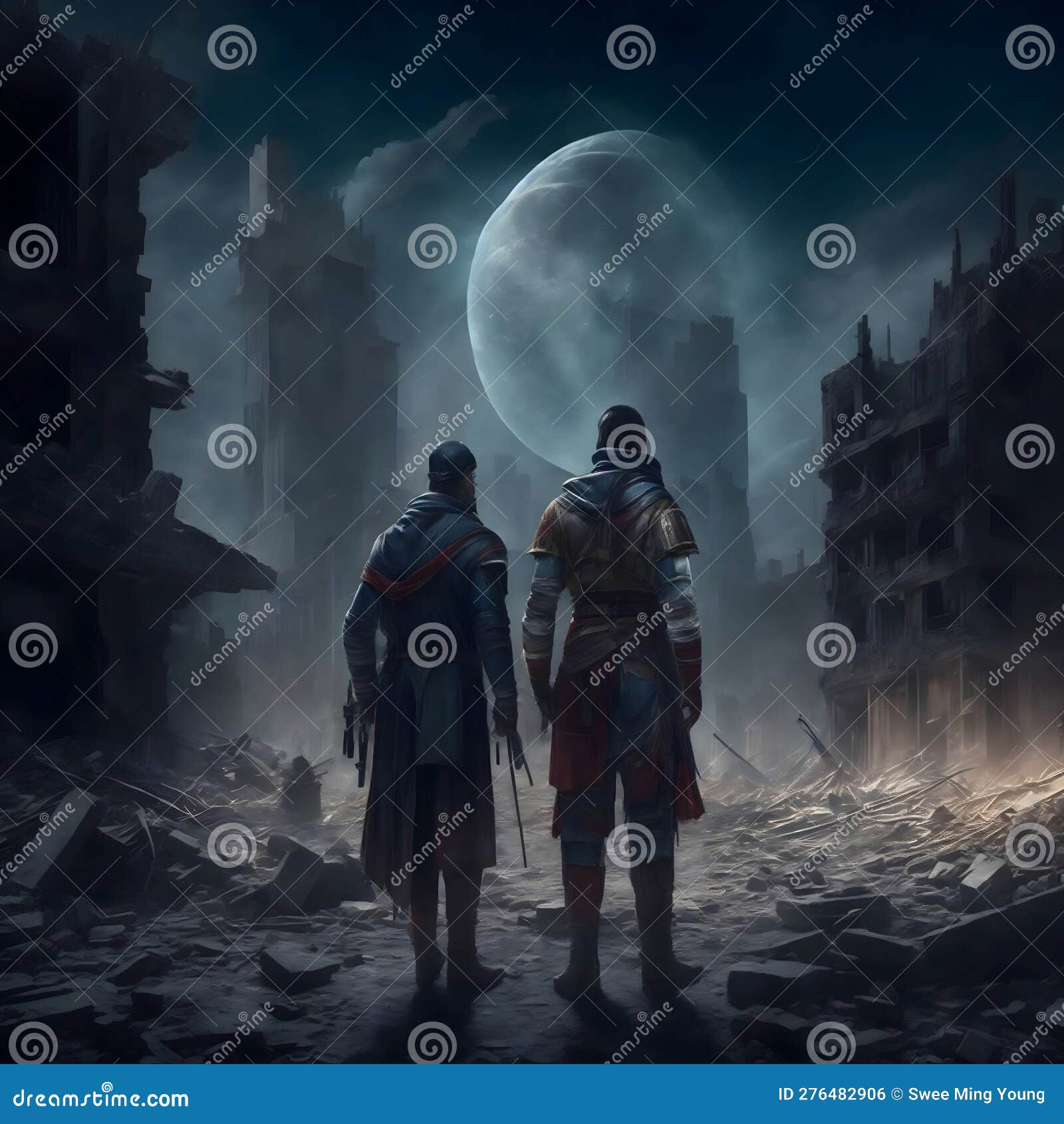 The Last People on Earth, Standing Alone in the Vast Dark Cloudy Sky ...