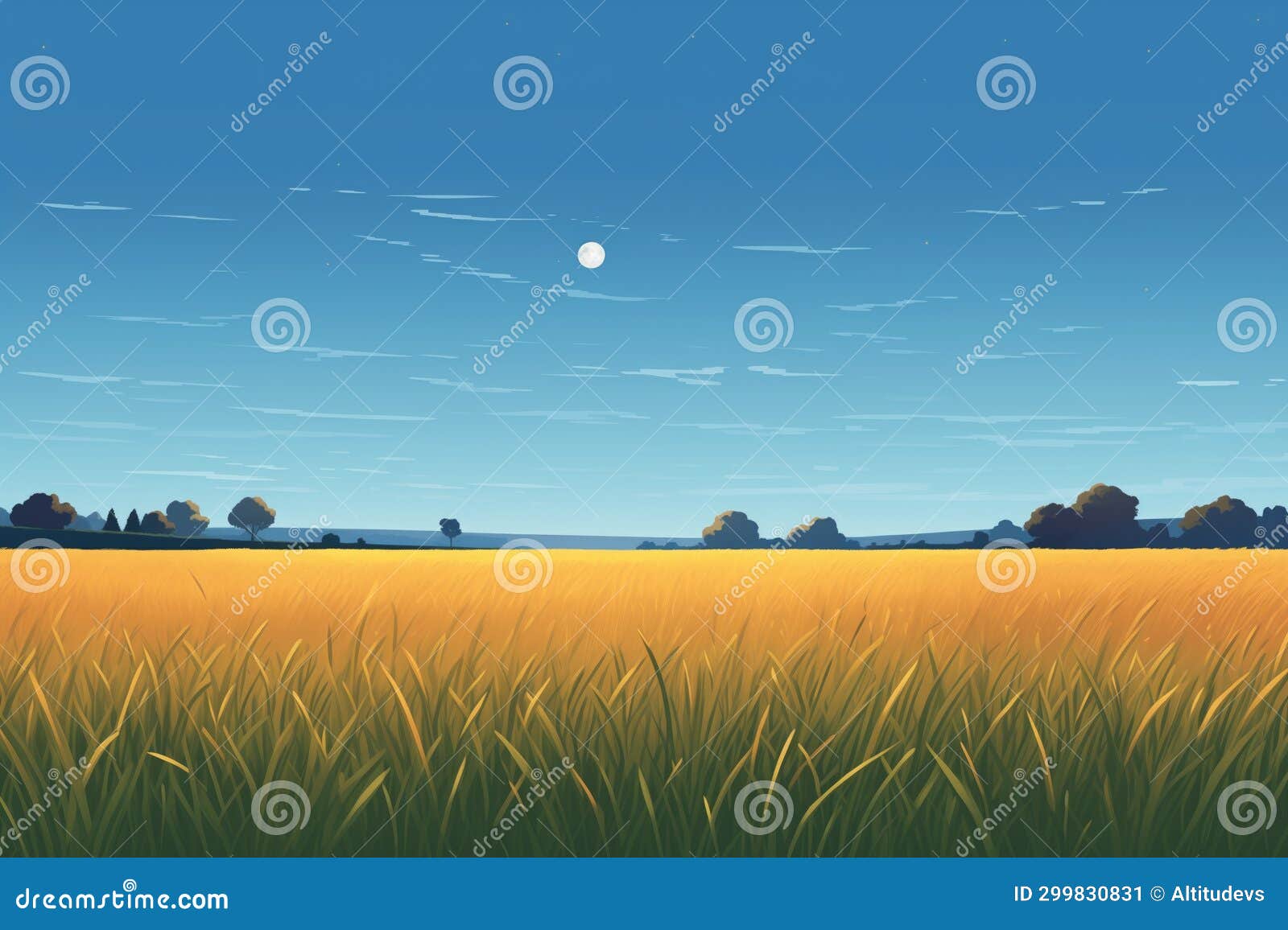 Last Quarter Moon in a Clear Night Sky Over an Open Field Stock Image ...