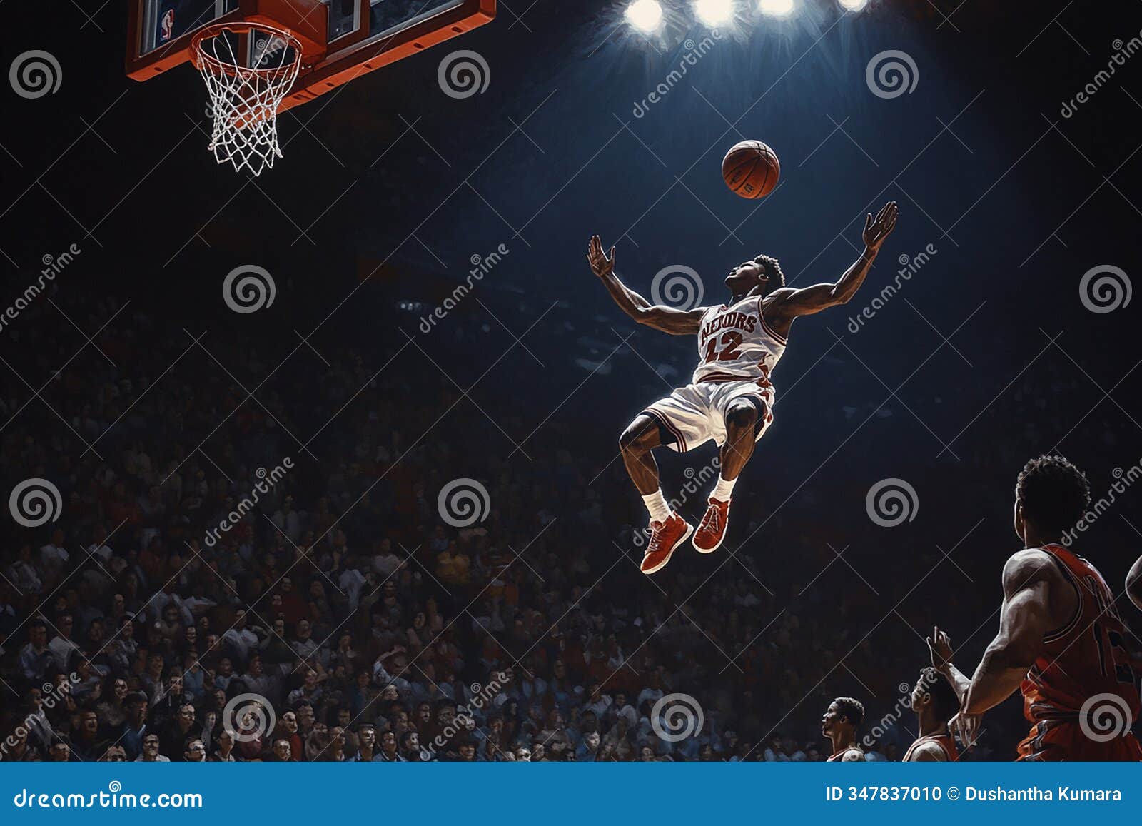 Last-Second Slam Dunk Action Scene Stock Illustration - Illustration of ...