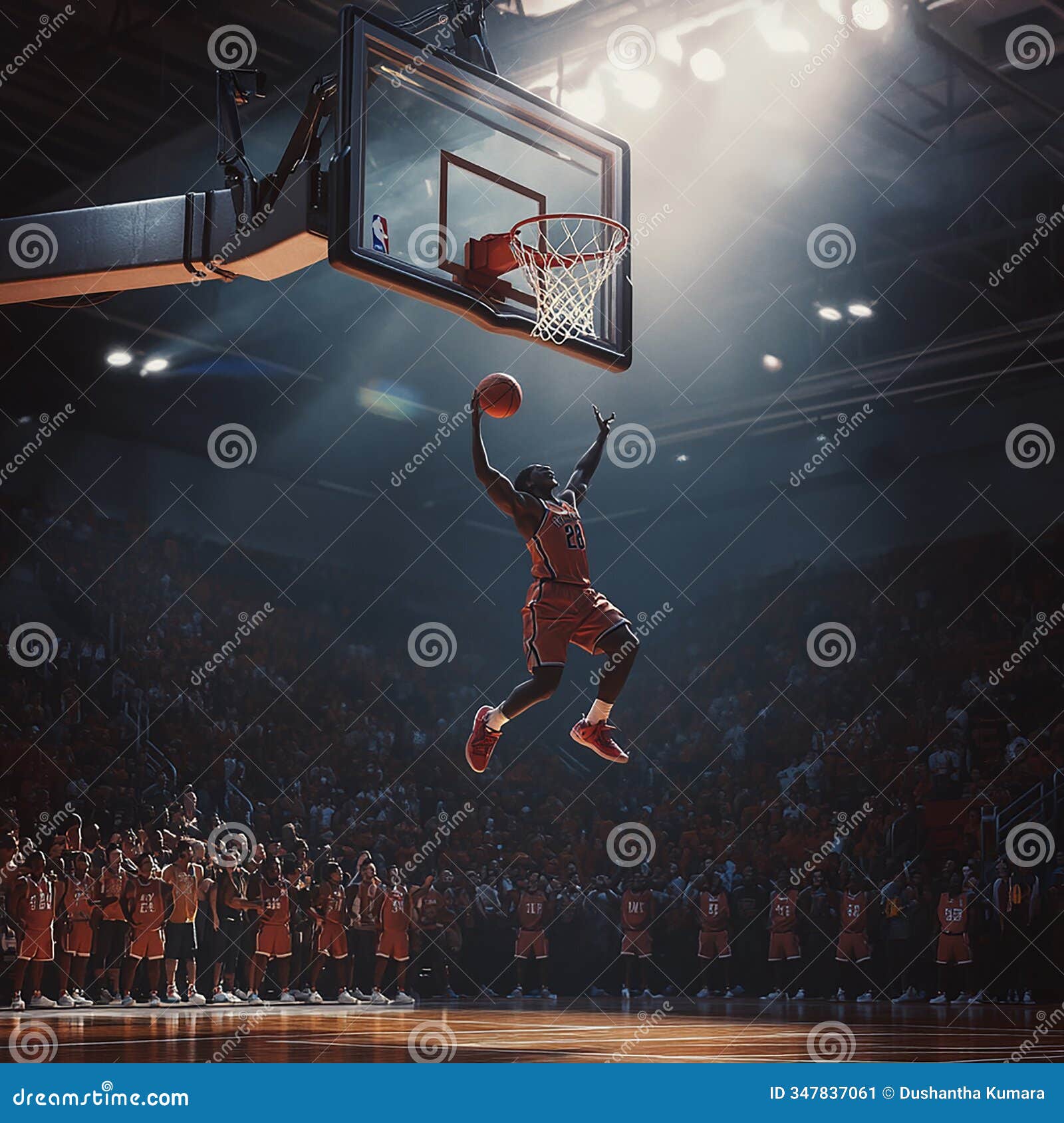Last-Second Slam Dunk Action Scene Stock Illustration - Illustration of ...