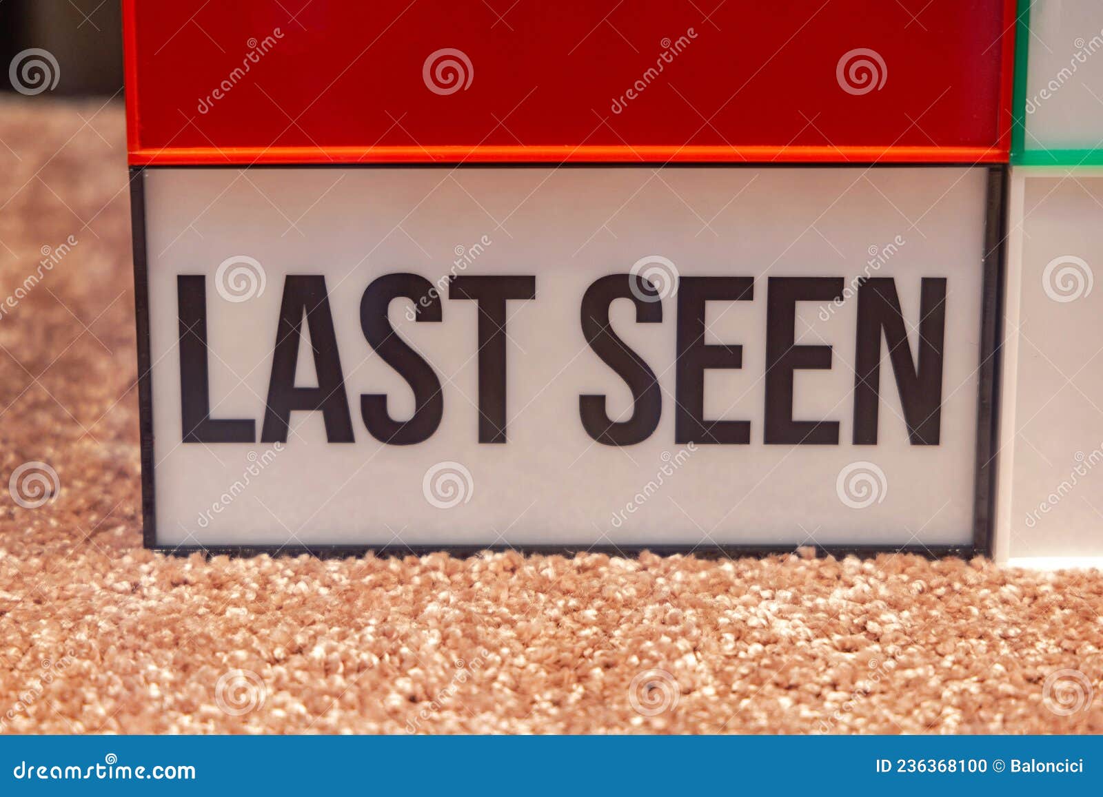 Last Seen stock photo. Image of europe, 2021, sign, english - 236368100