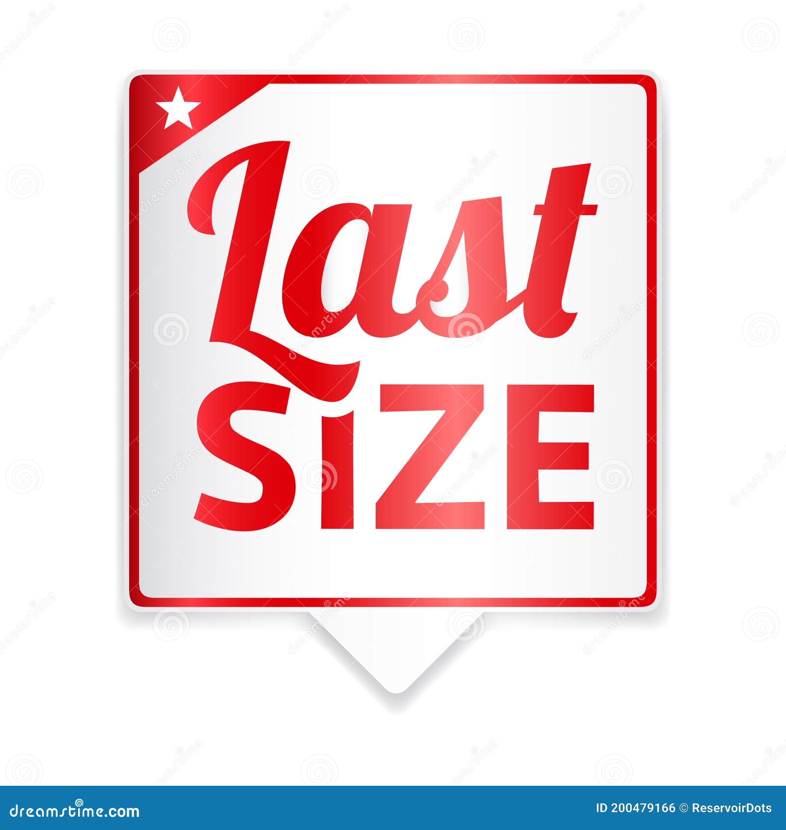 Last Size Red Tag stock vector. Illustration of paper - 200479166