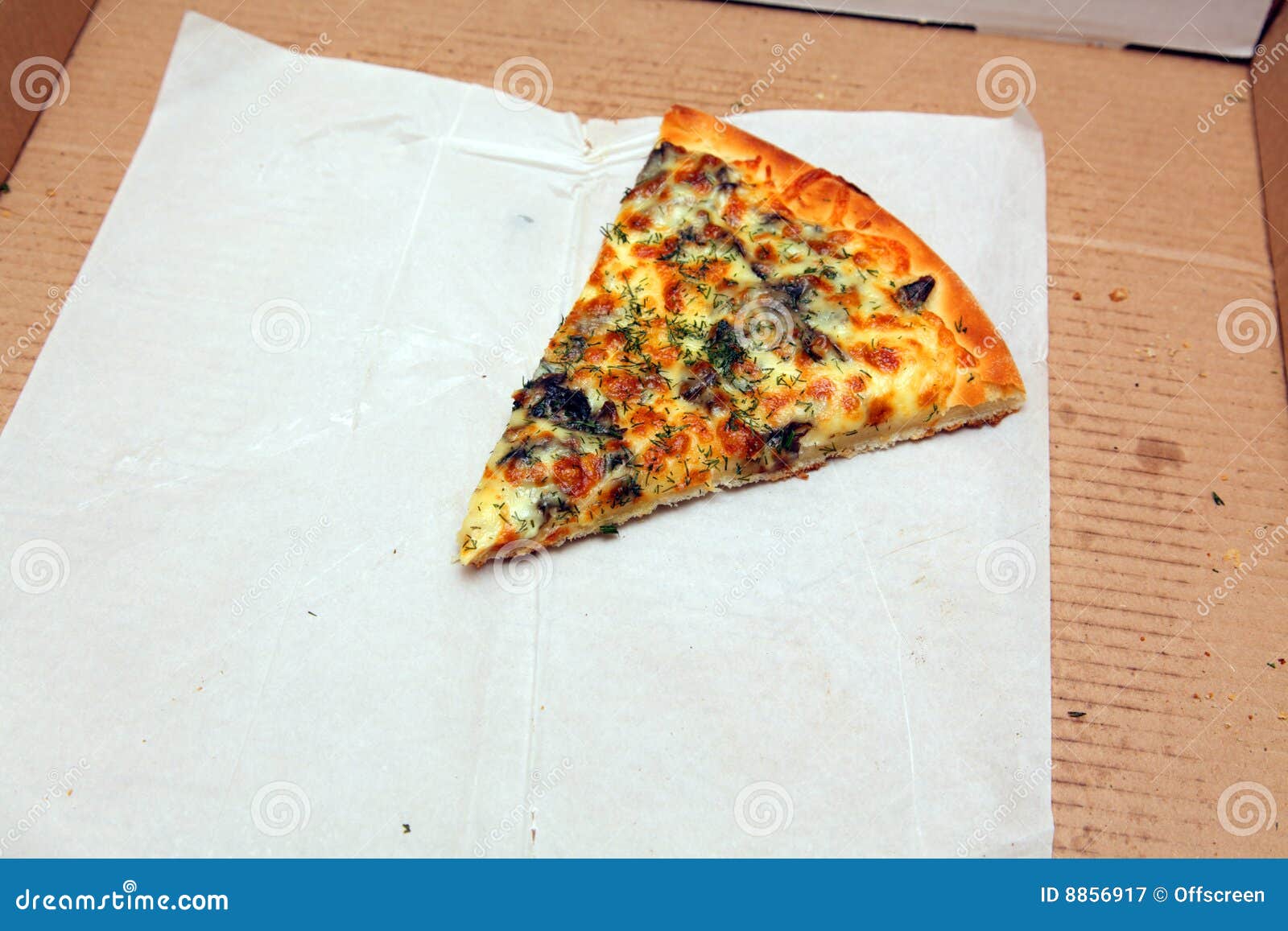 Last slice of a pizza stock image. Image of paper, single - 8856917