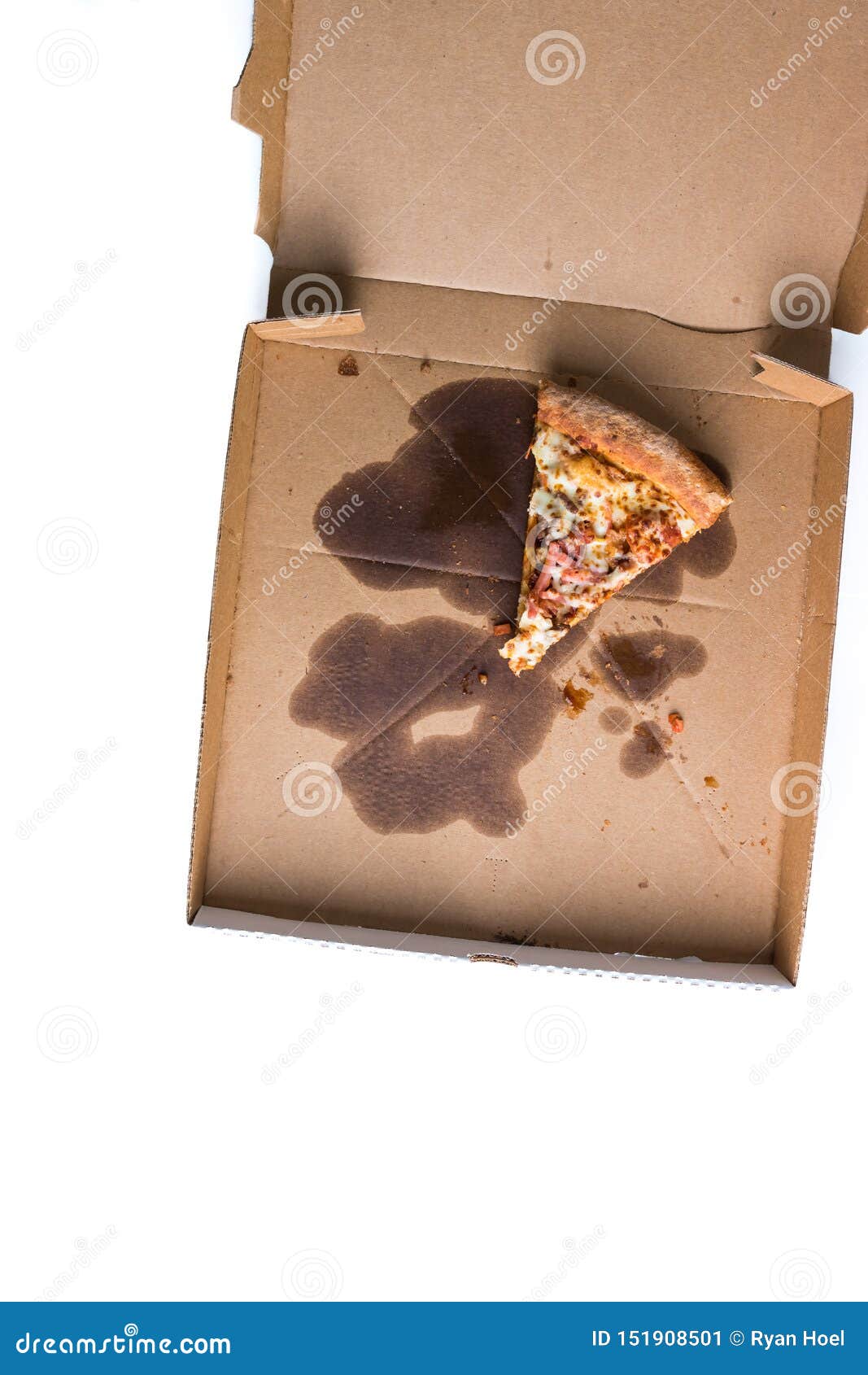 The Last Slice of Pizza in the Delivery Box. Top View Stock Image ...