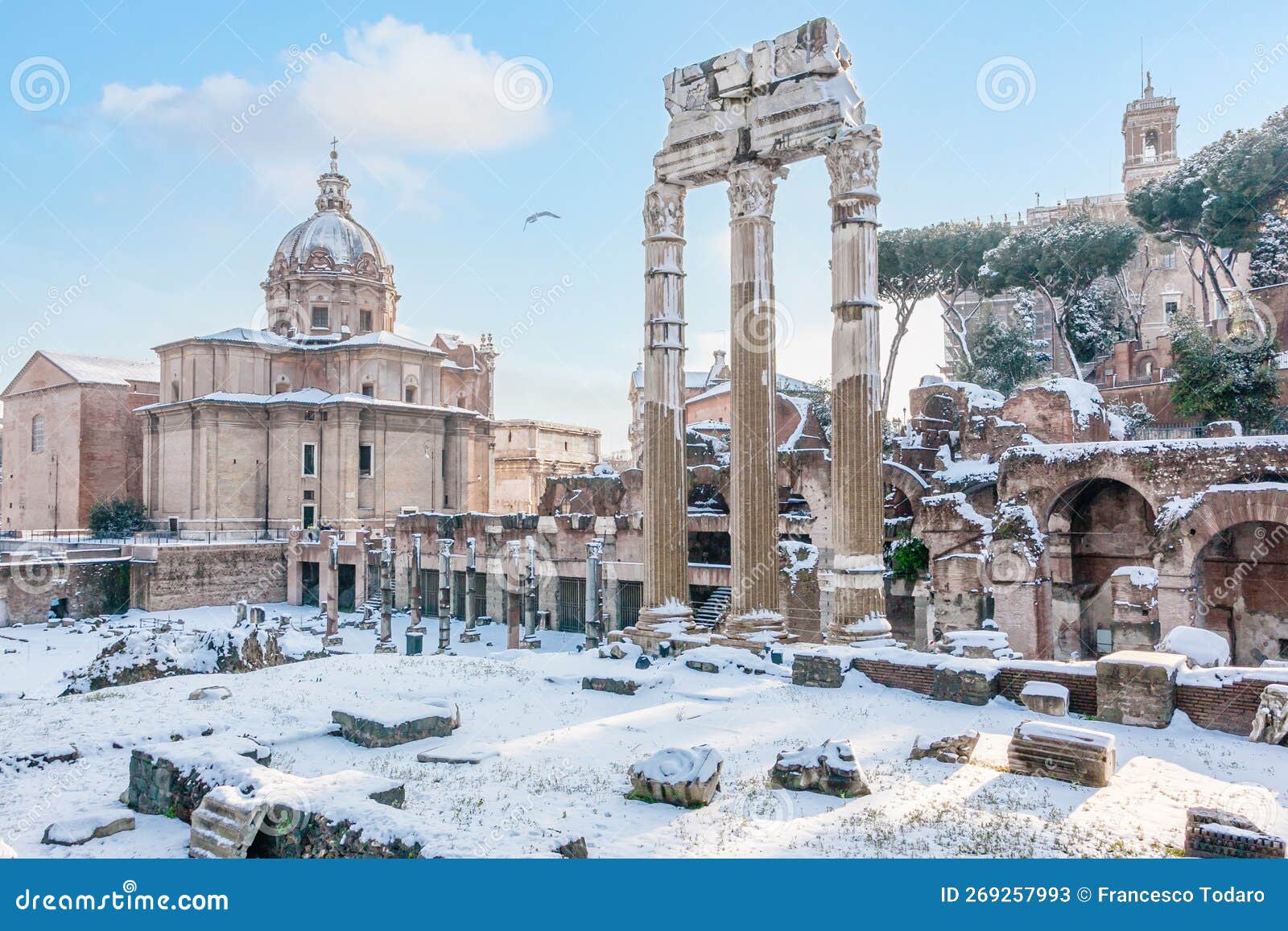 Snow on the center of Rome stock image. Image of huge - 269257993