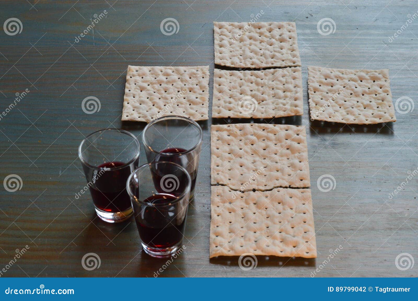 The Last Supper with Bread in Cross-shape and Wine Stock Photo - Image ...