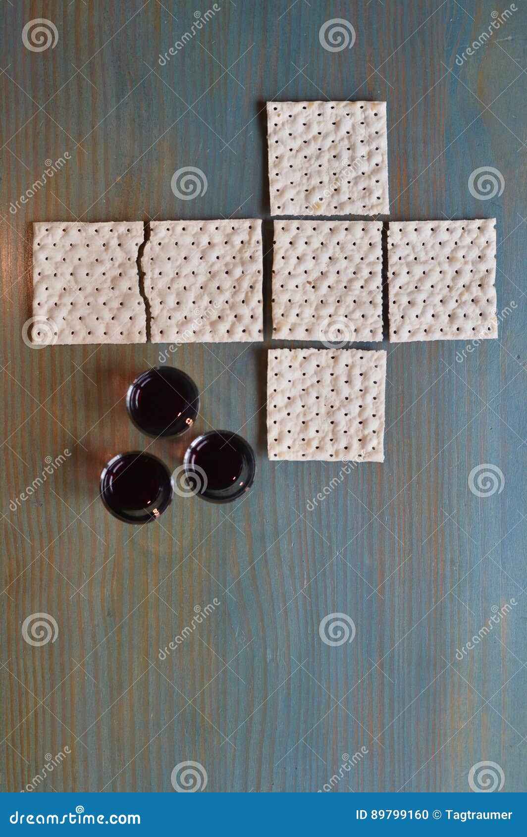 The Last Supper with Bread in Cross-shape and Wine Stock Photo - Image ...