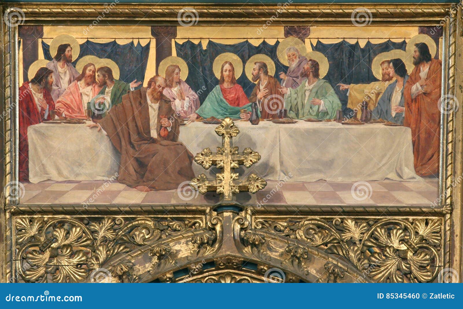 Last Supper stock photo. Image of christian, painting - 85345460