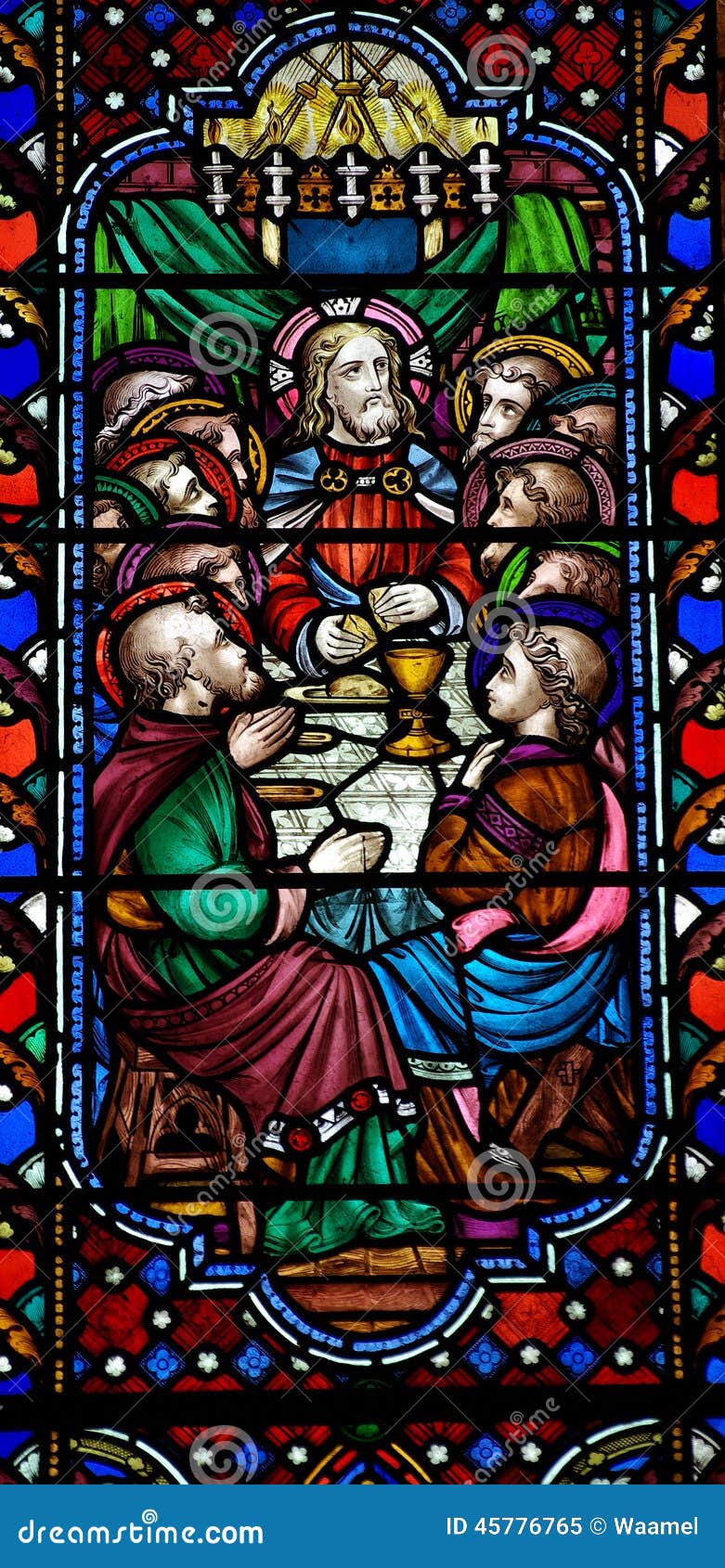 The Last Supper stock image. Image of stained, glass - 45776765