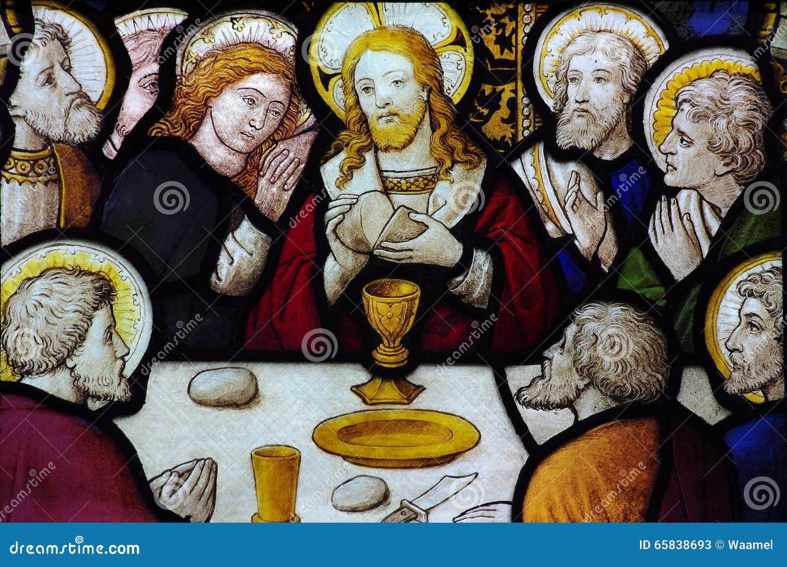 The Last Supper in Stained Glass Stock Image - Image of stained, eating ...