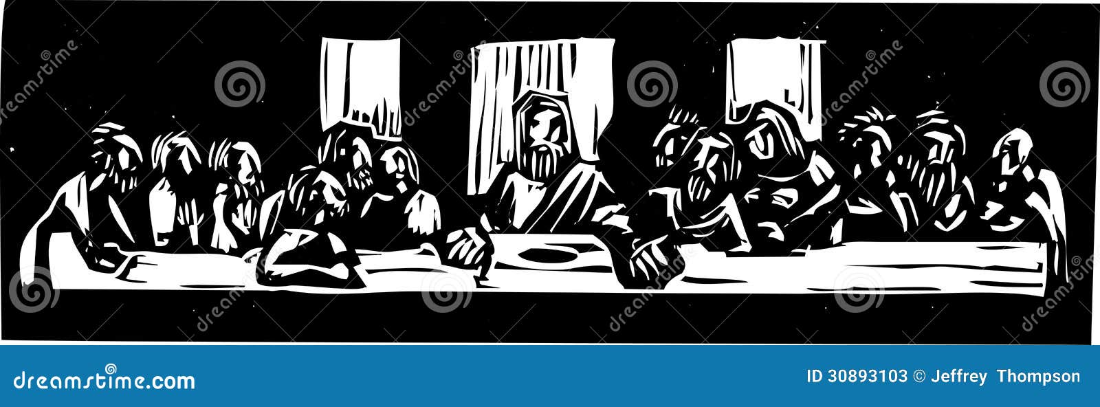 Last Supper Woodcut stock vector. Illustration of jesus - 30893103