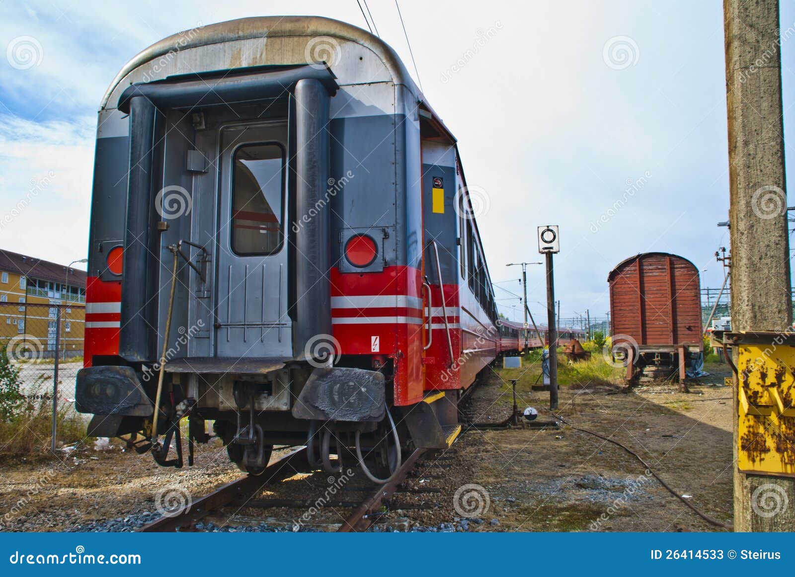 Last wagon of the train stock image. Image of metal, gilded - 26414533