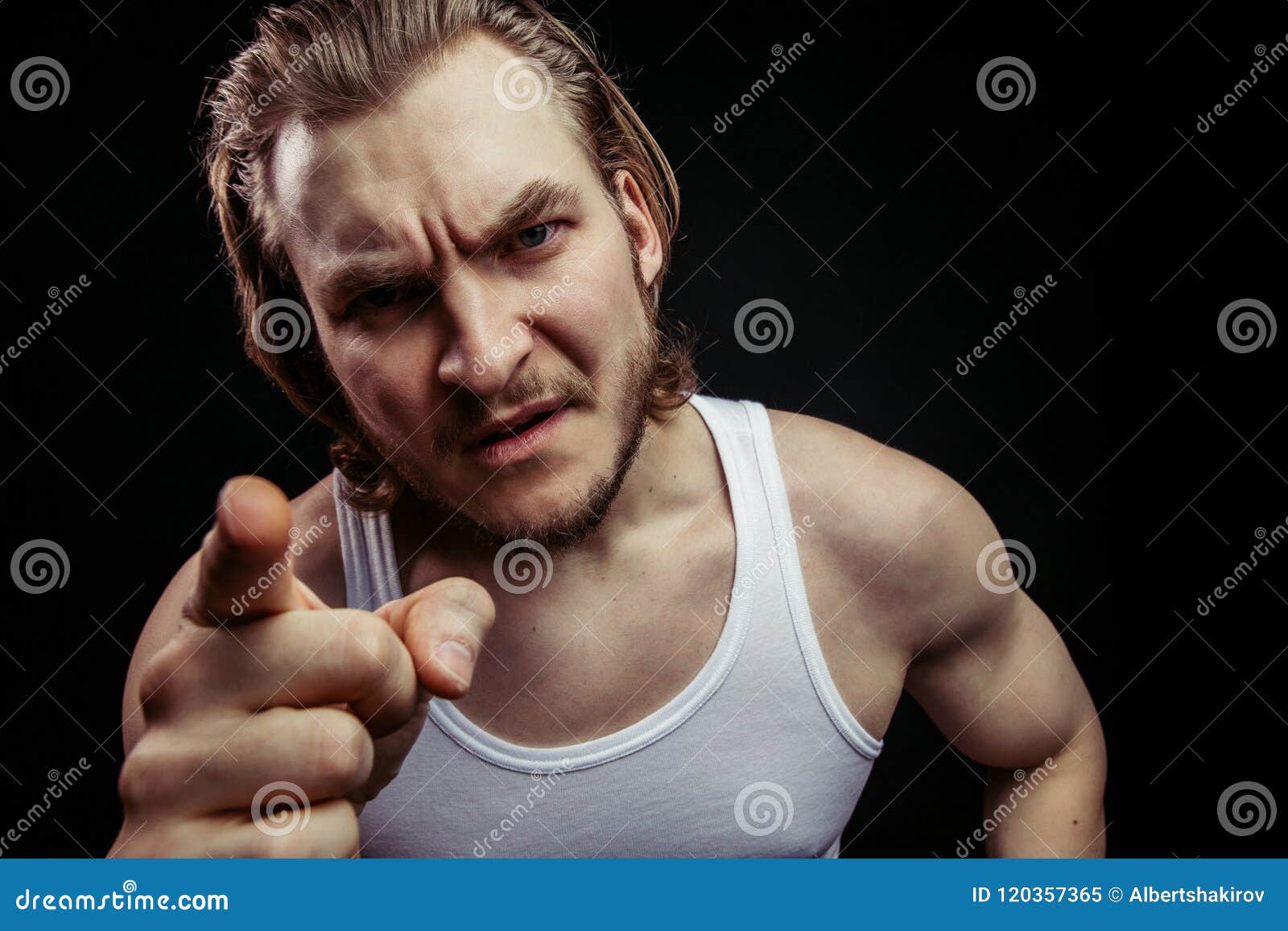 Last Warning. Furious Muscular Guy is Threatening Stock Image - Image ...