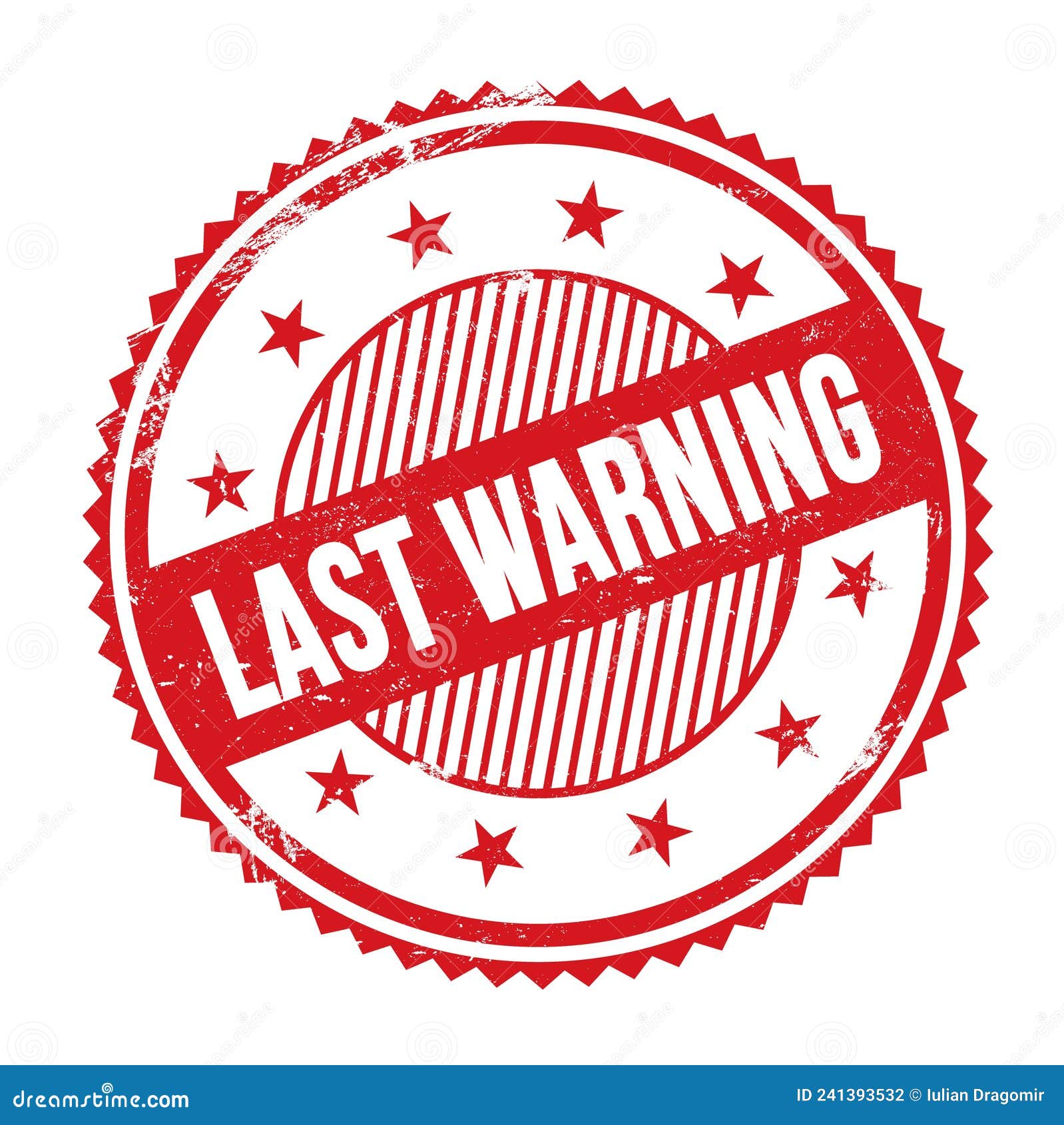 LAST WARNING Text Written on Red Grungy Round Stamp Stock Illustration ...