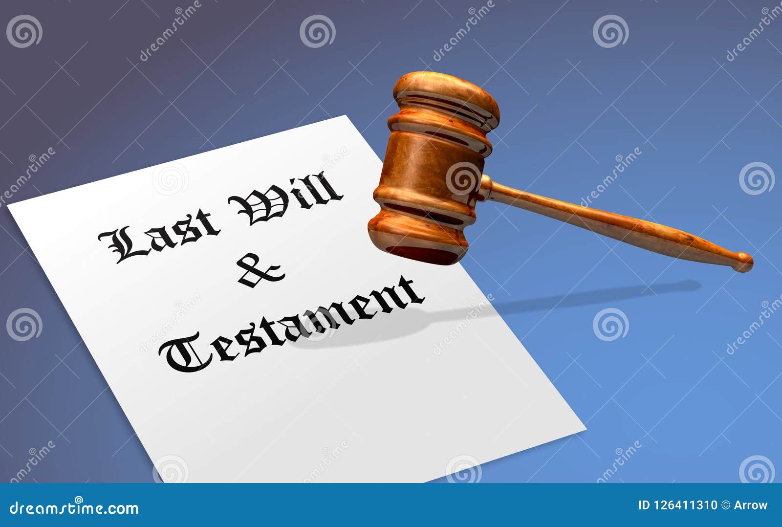 Last Will and Testament Document with Gavel Stock Illustration ...