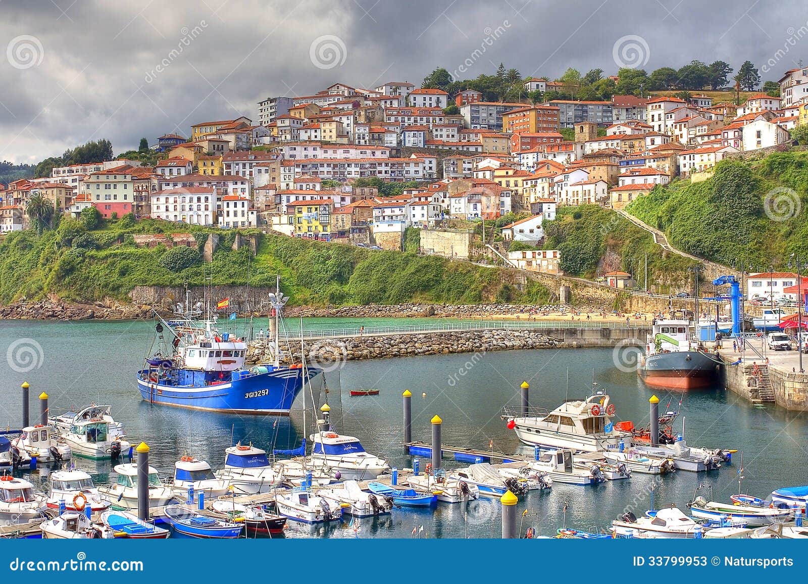 Lastres, Spain editorial stock photo. Image of pier, seaport - 33799953