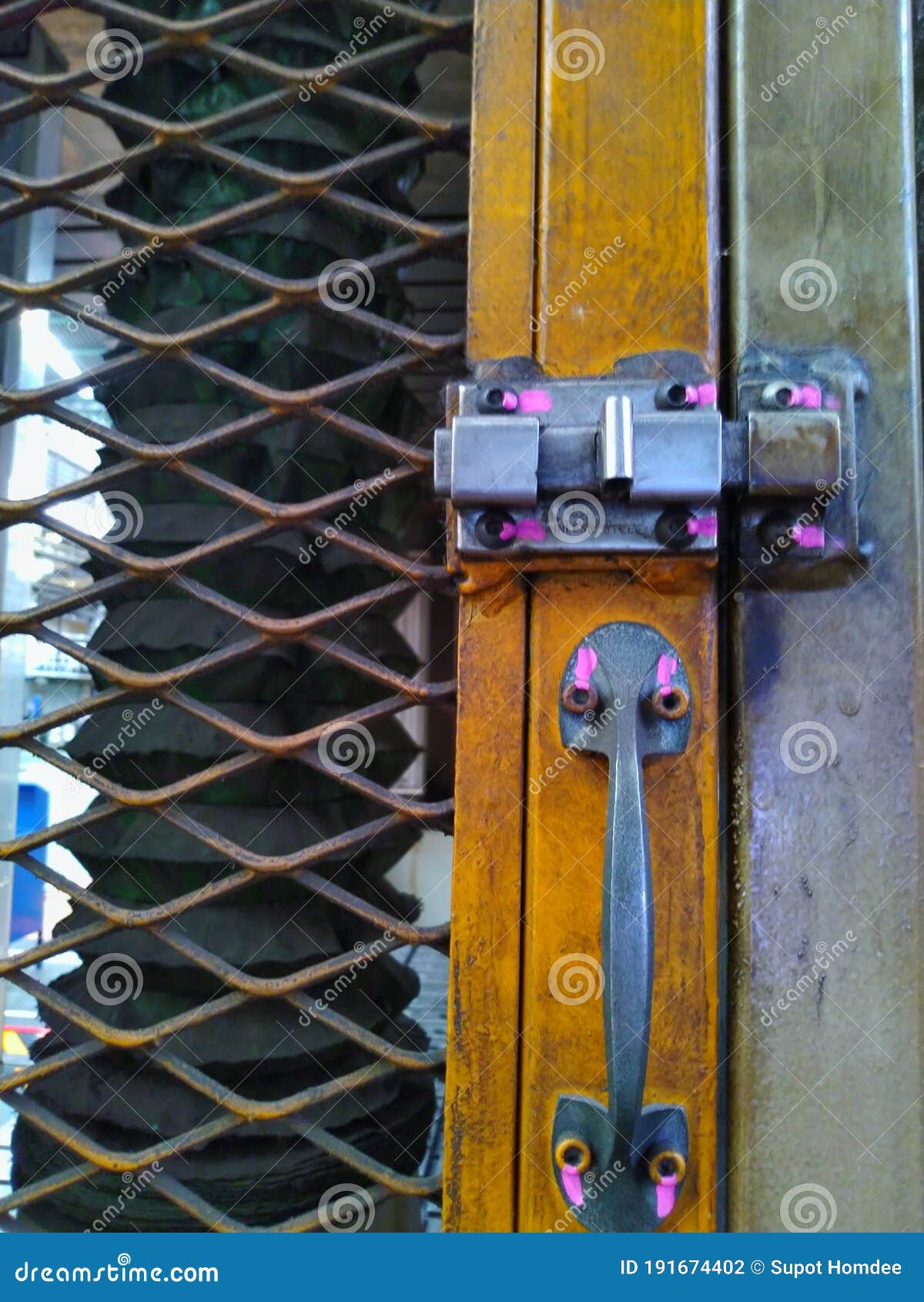 Machinery door lock. stock photo. Image of door, factory - 191674402