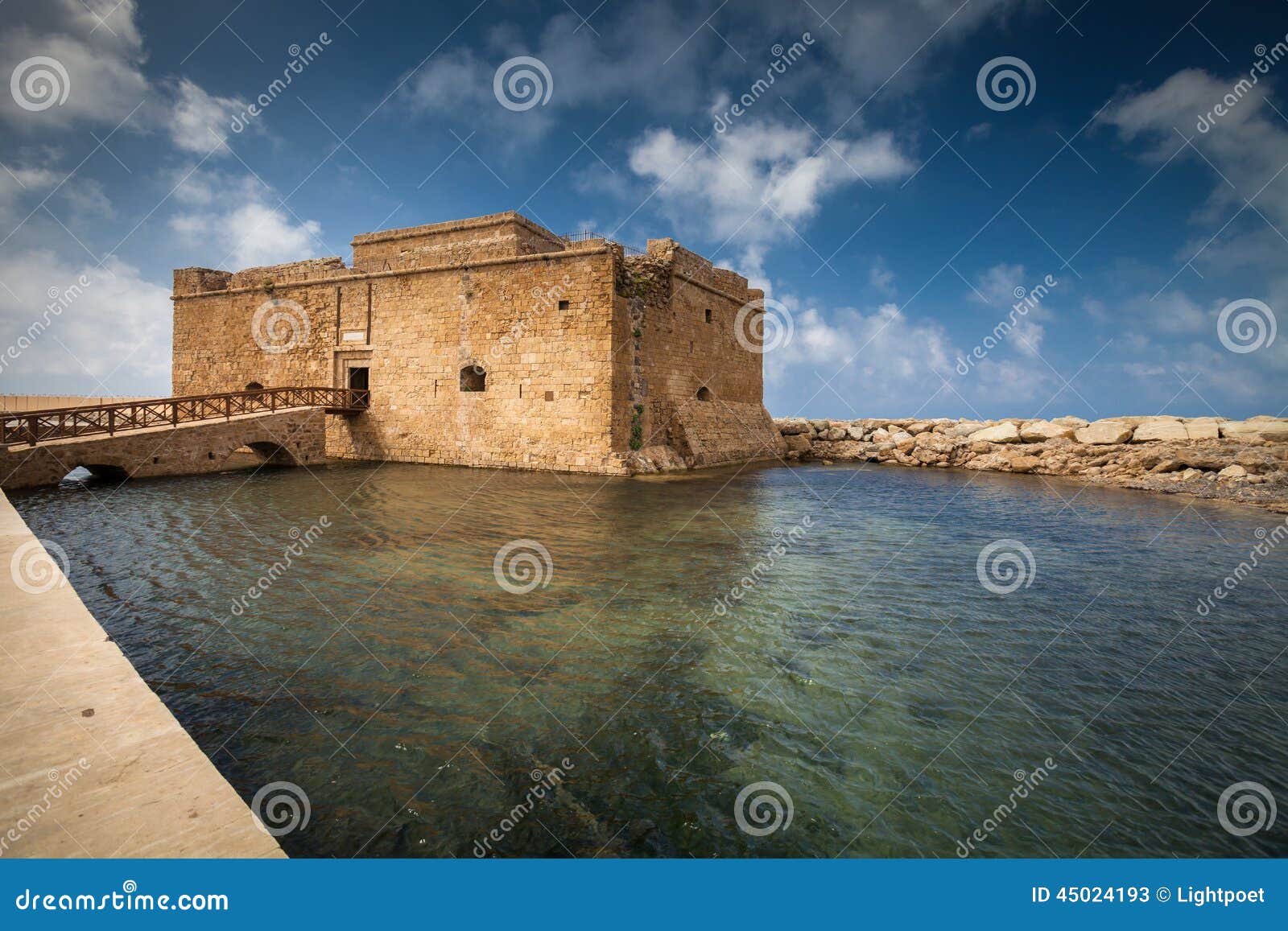 Late Afternoon View of the Paphos Castle Stock Image - Image of harbor ...