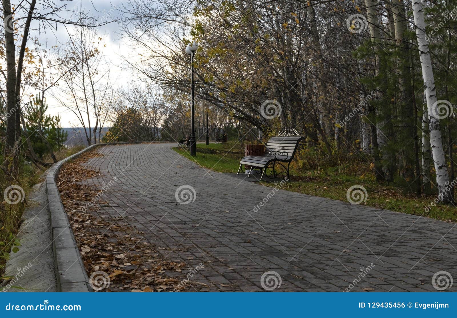 Late Autumn in the Park on a Cloudy Day. Stock Photo - Image of city ...