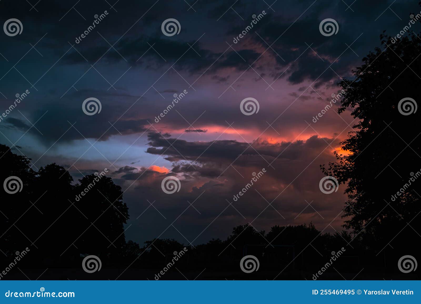 Late Autumn Sunset. Sky with Clouds Like a Dragon in the Evening Stock ...
