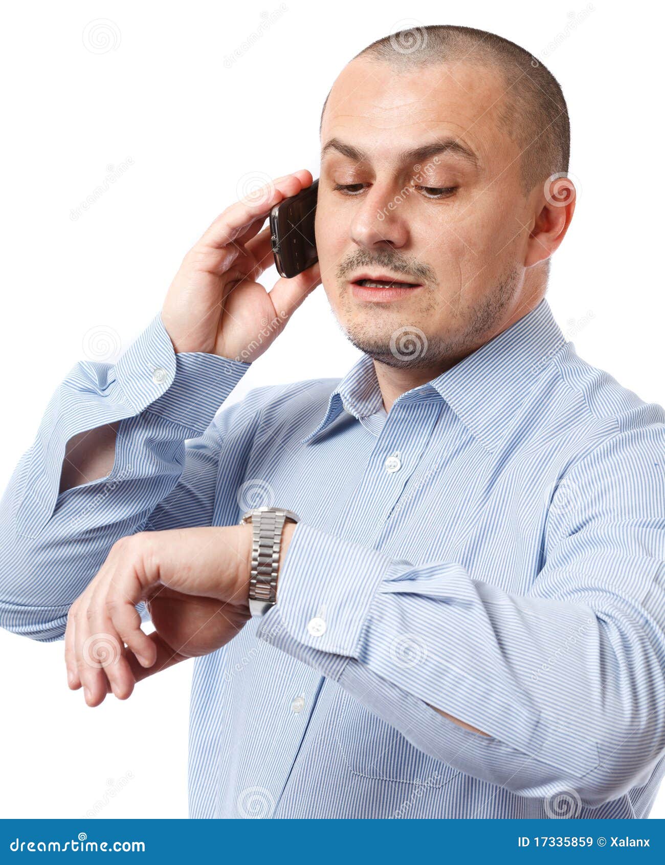 Late Businessman Looking at Watch Stock Image - Image of handsome ...
