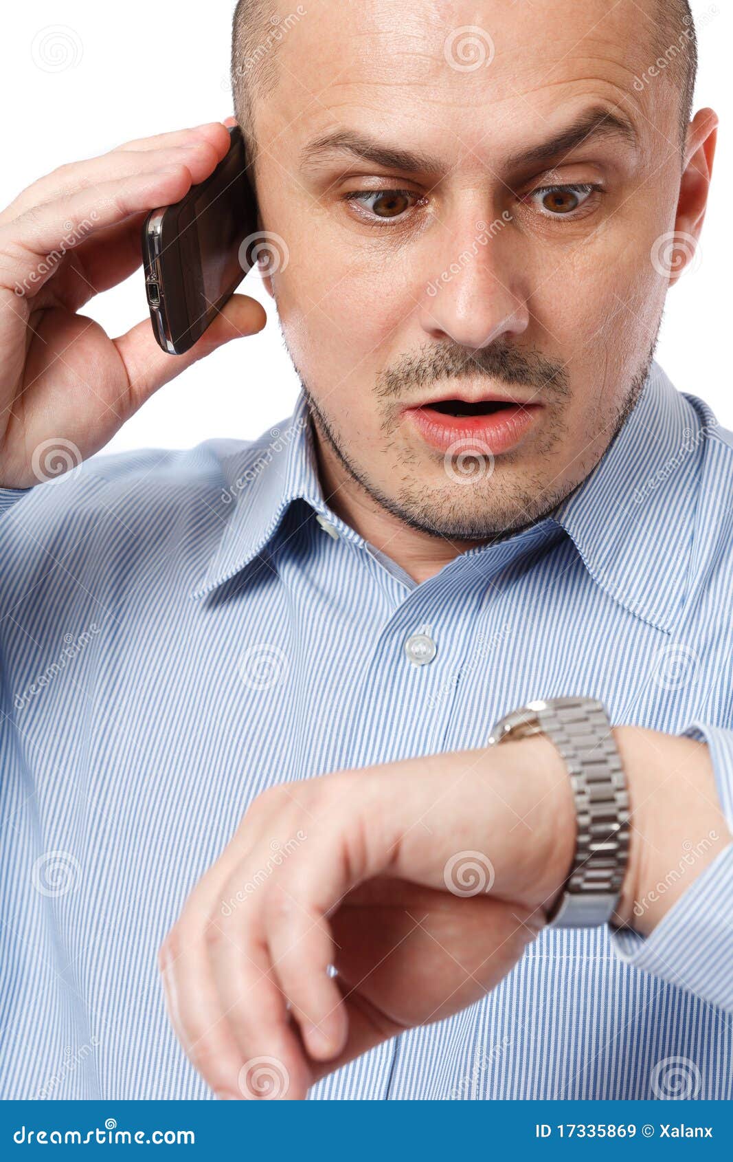 Late Businessman Looking at Watch Stock Image - Image of deadline, pass ...