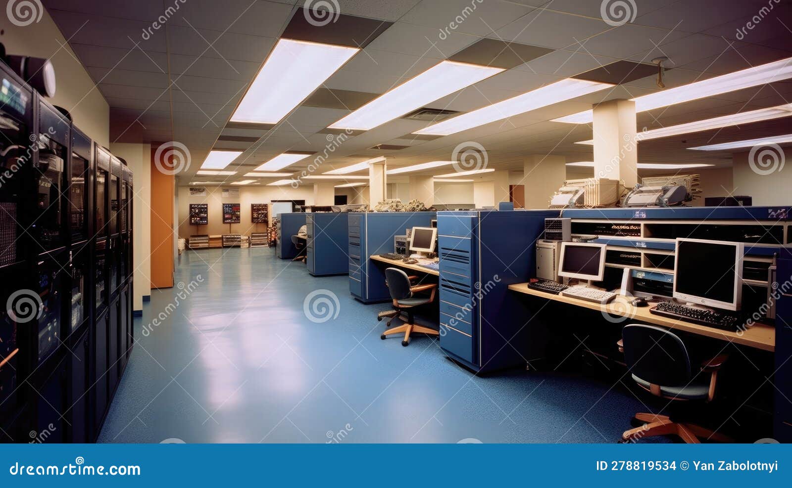 Late Computer Room with Highperformance Gaming Pcs and Liquid Cooling ...