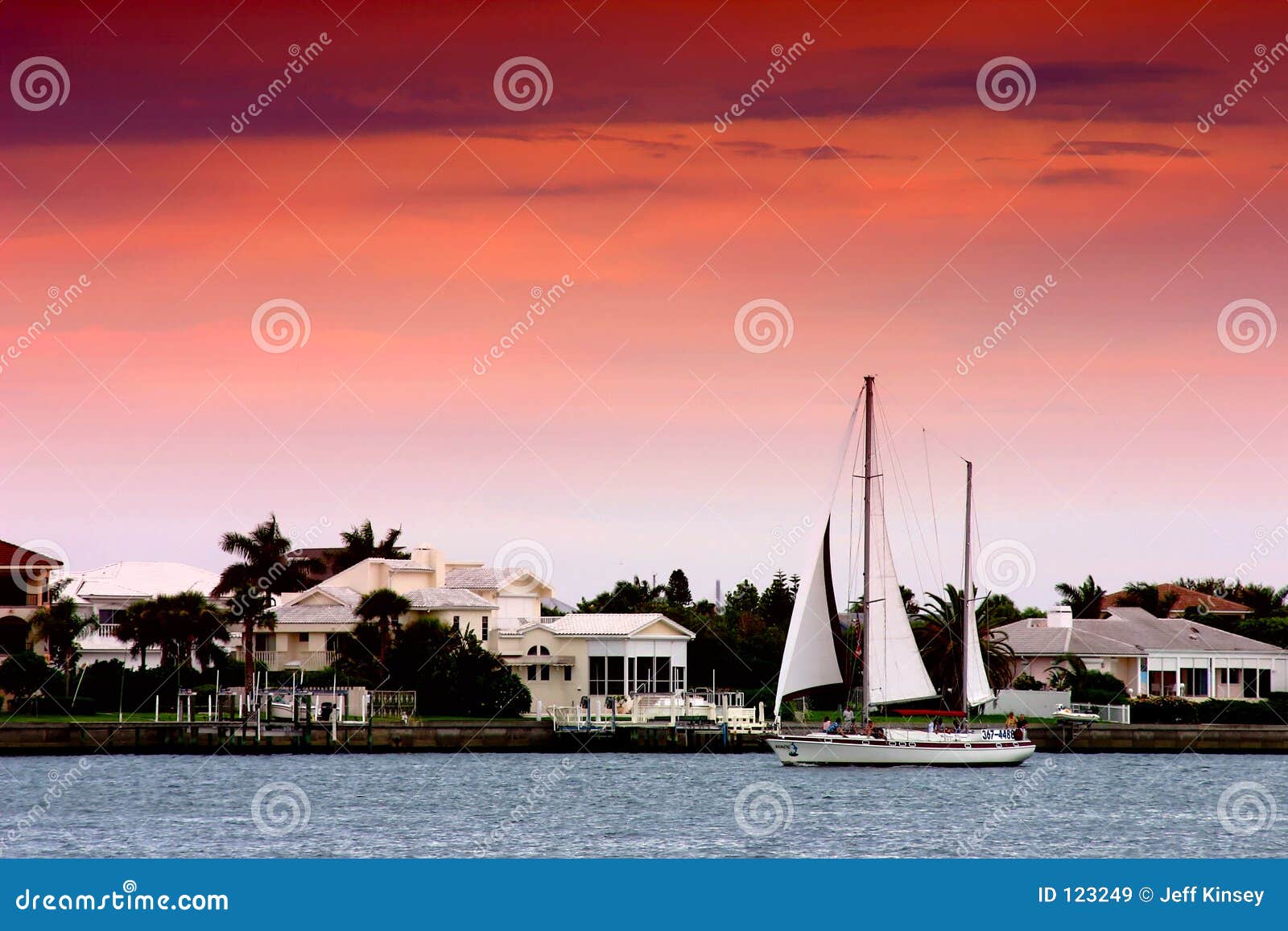 Late Day Sail stock image. Image of sunset, water, coast - 123249