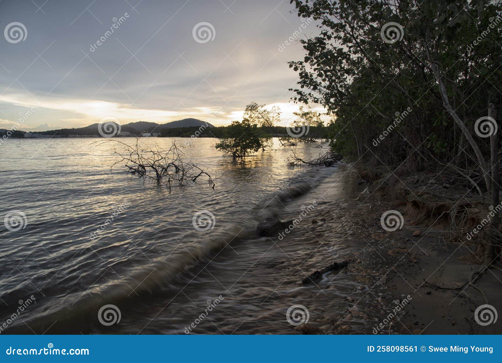 Late Evening Environment Scene at the Beach. Stock Image - Image of ...