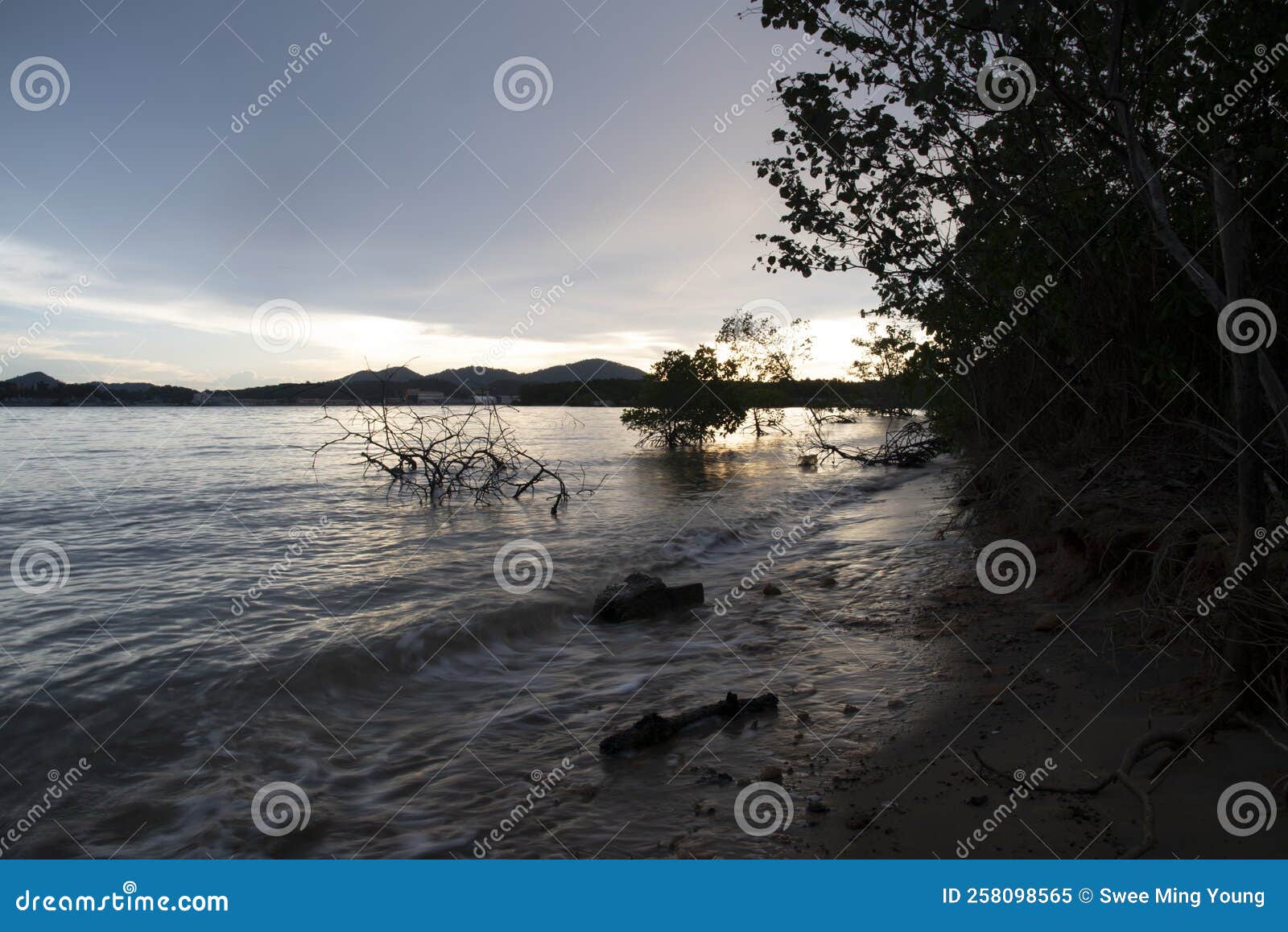 Late Evening Environment Scene at the Beach. Stock Image - Image of ...