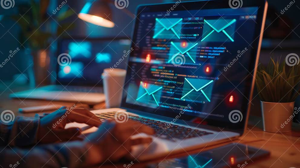 Late-Night Coding Session in a Modern Office Stock Photo - Image of ...