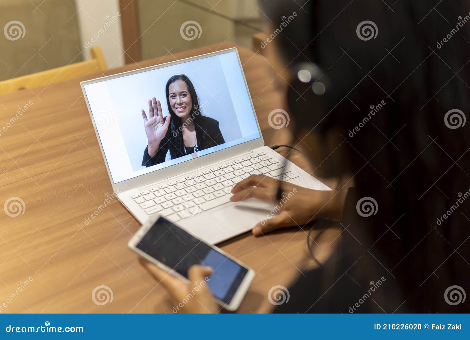 Close Up Computer Screen during Video Conference Stock Photo - Image of ...