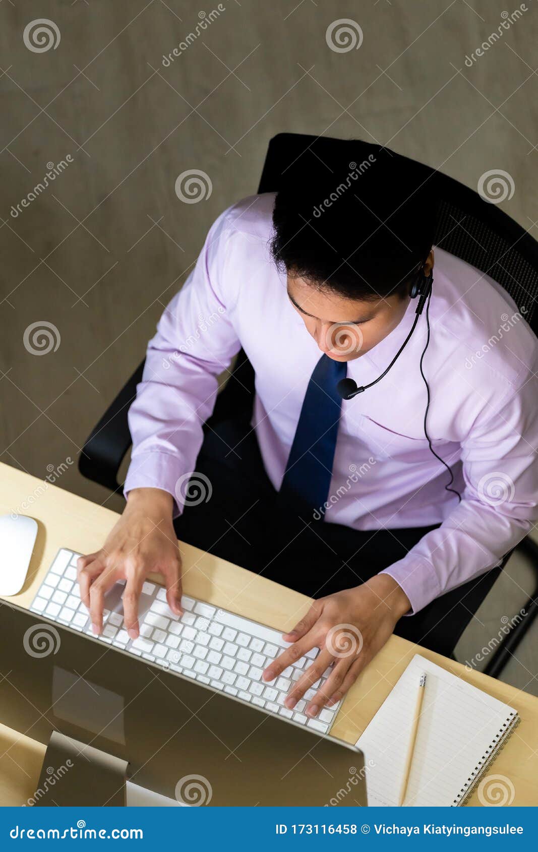 Call Center Working Top View Night Stock Photo - Image of customer ...