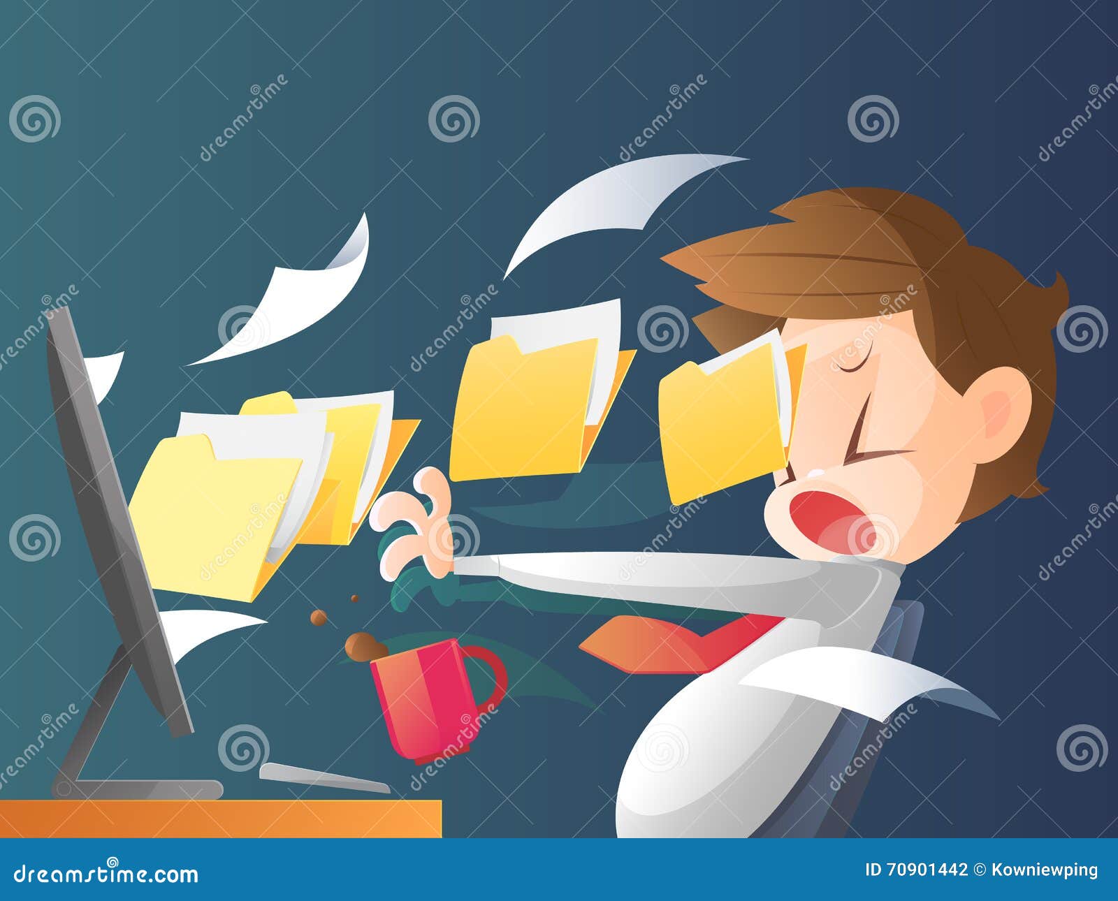 Overtime Or Backlog Cartoon Vector | CartoonDealer.com #110062881