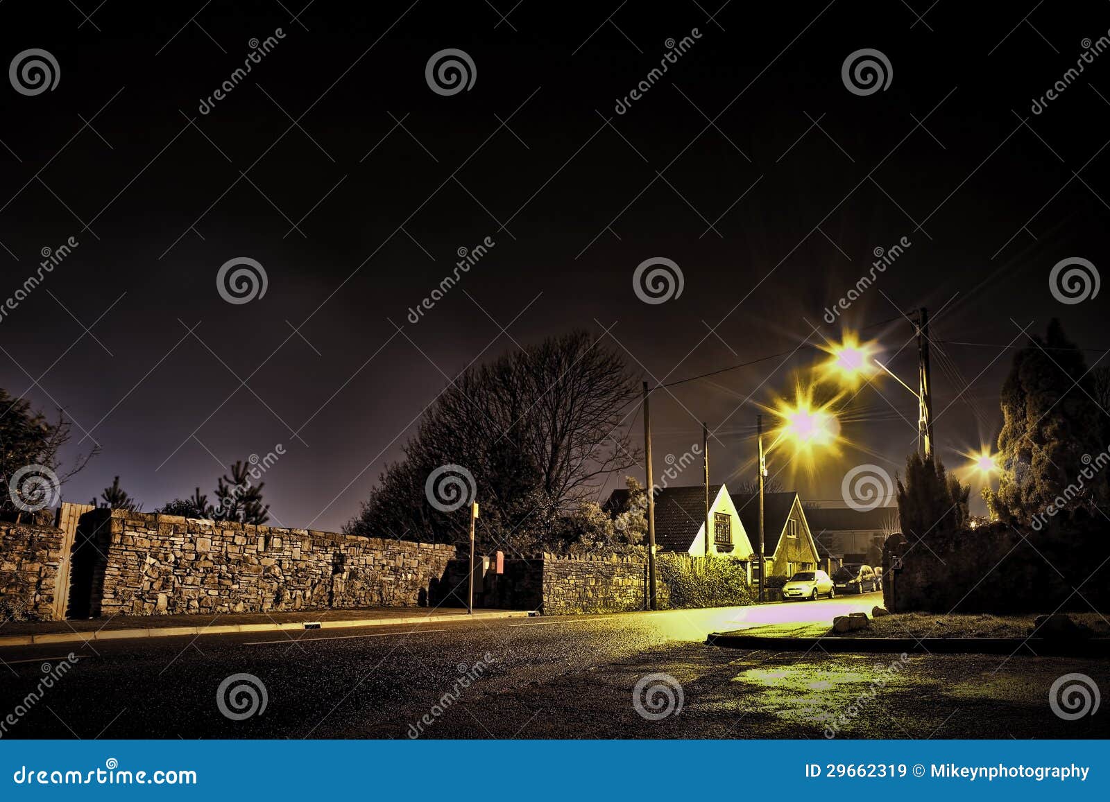 Late Night Street stock image. Image of wall, landscape - 29662319