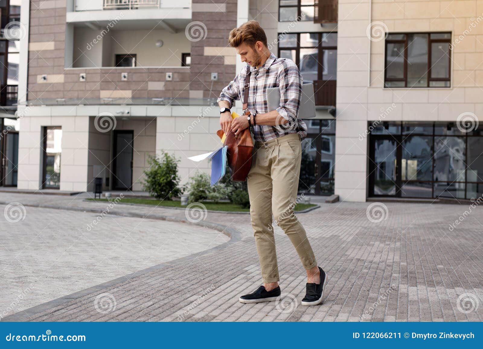 Pleasant Young Man Being in a Hurry Stock Image - Image of stationery ...