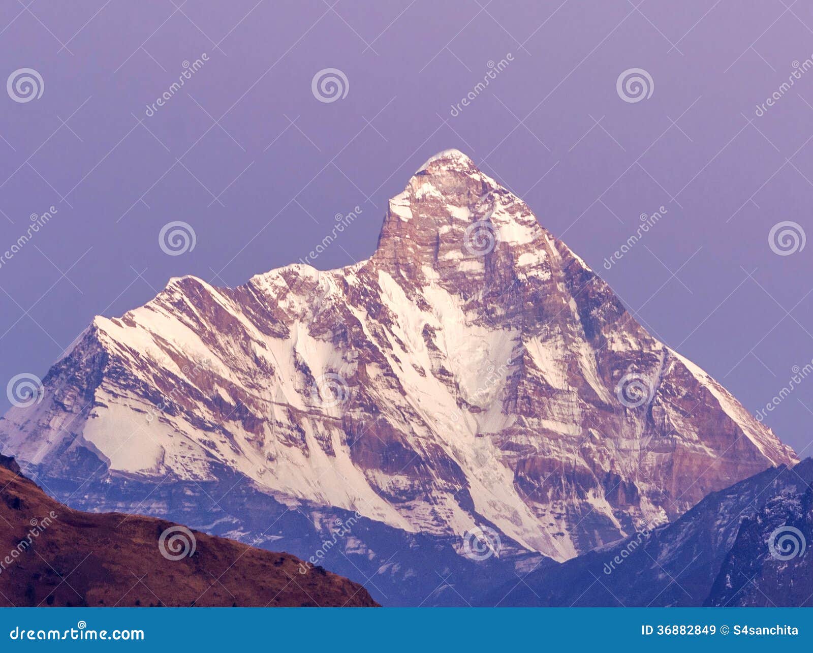 Mt.Nanda Devi Of The Himalayan Mountain Range Royalty-Free Stock Image ...