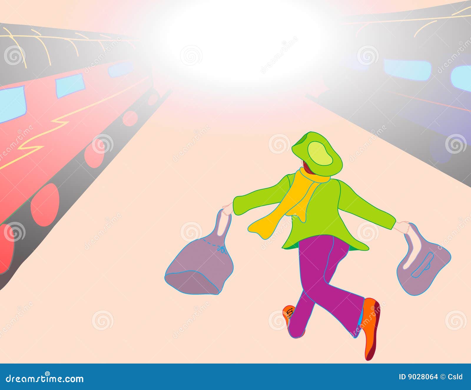 Late for the train stock illustration. Illustration of train - 9028064