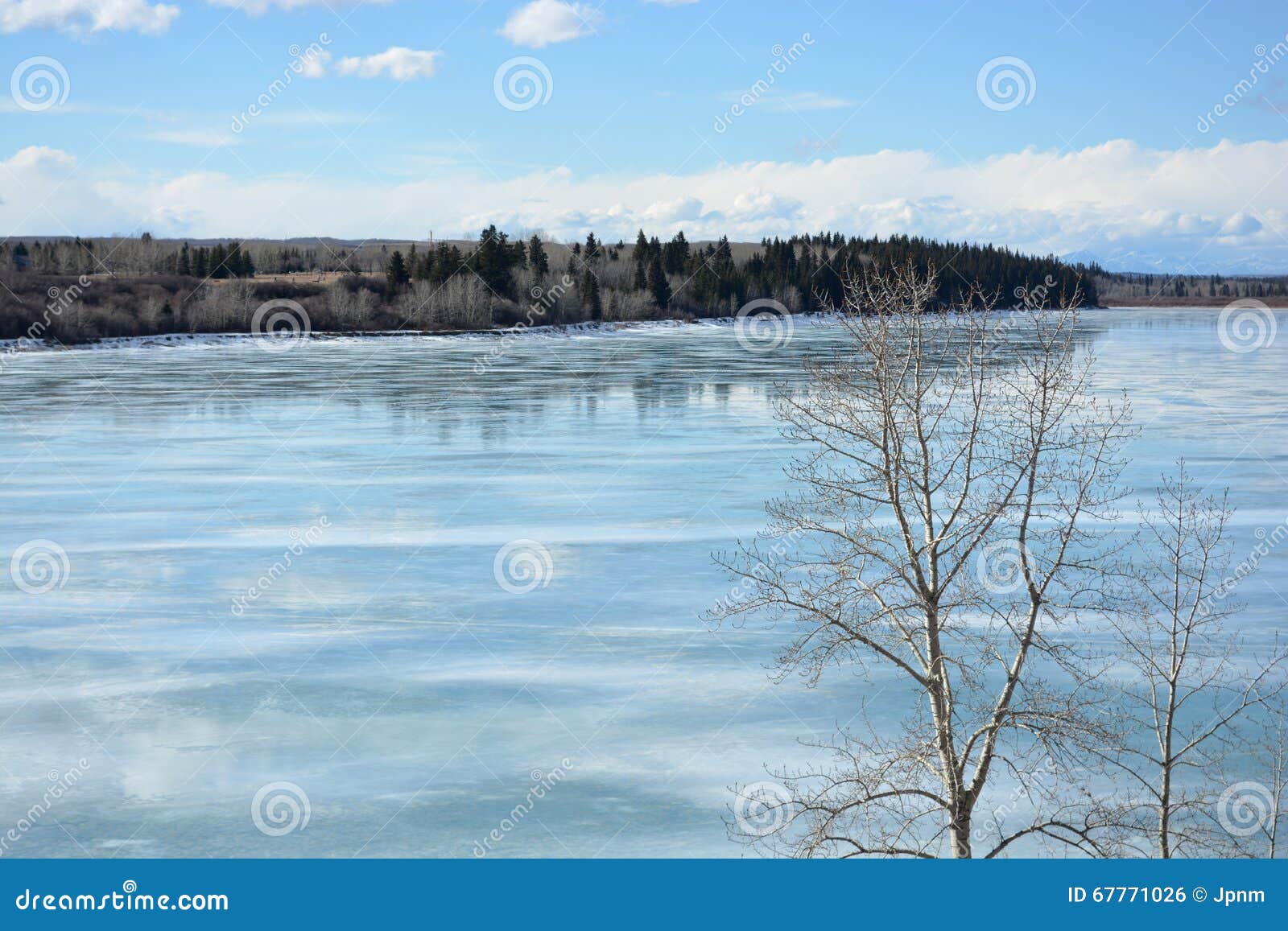 Late-winter Landscape of Reflection on Icy Lake Stock Photo - Image of ...