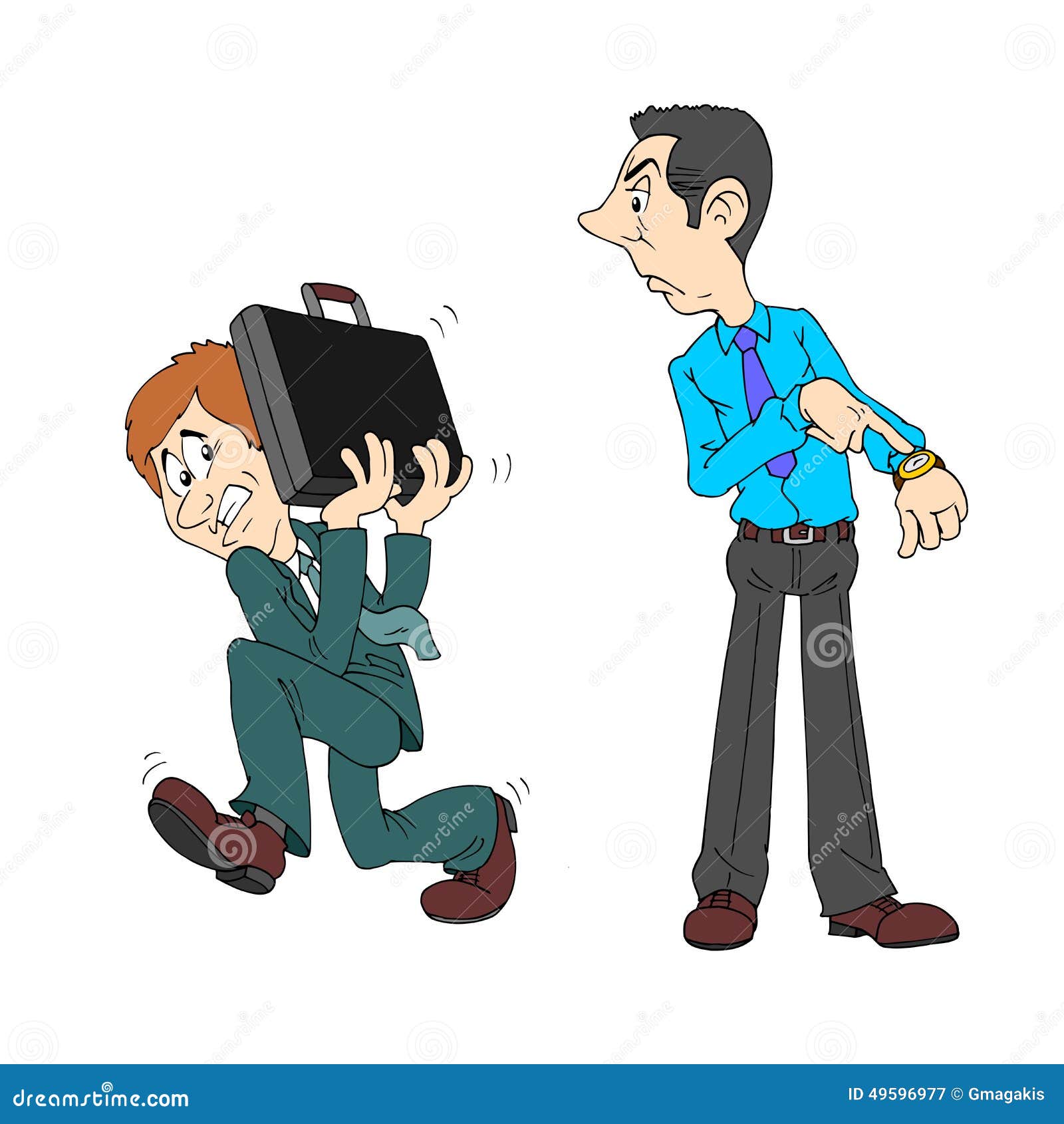 Man Boss Looks Closely Cartoon Illustration | CartoonDealer.com #123842296